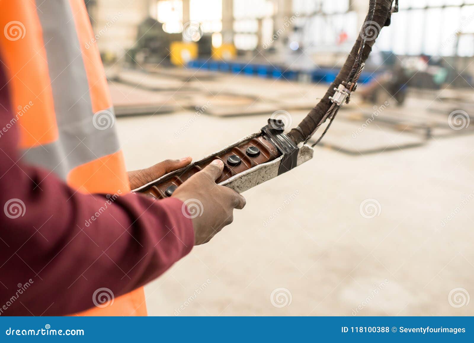 Machine Operator Using Control Panel Stock Photo - Image of vest ...
