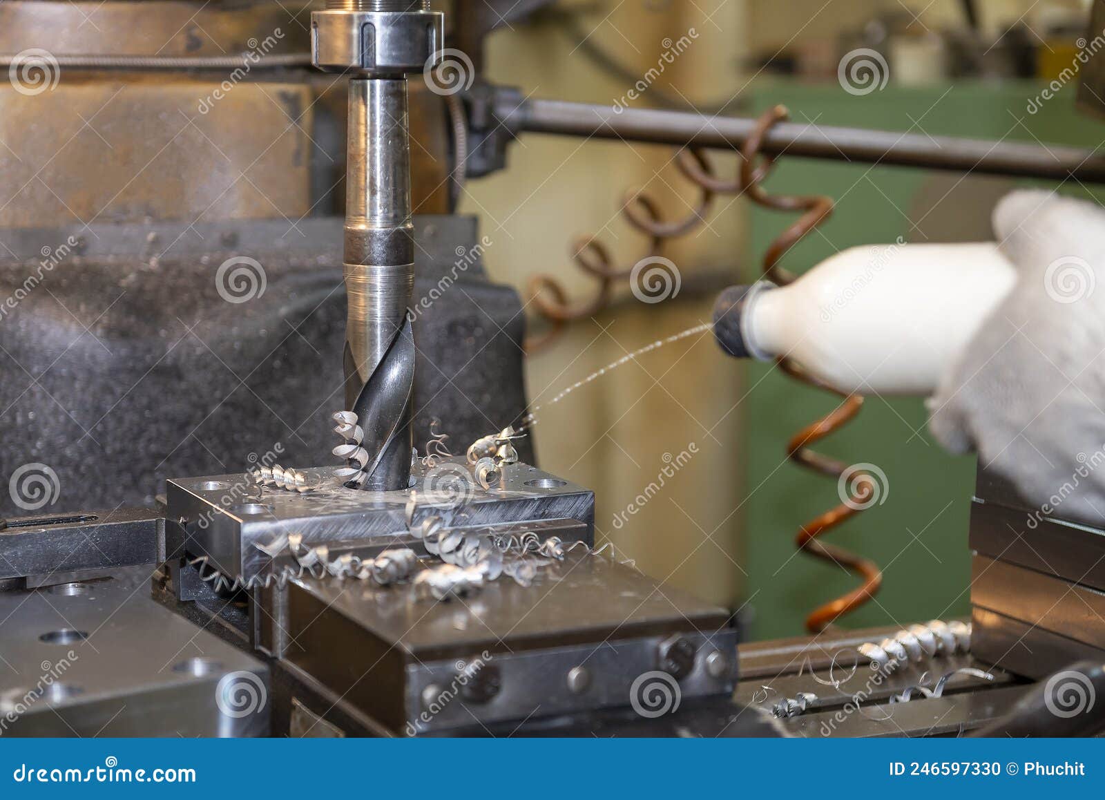 The Machine Operator between Working with NC Milling Machine Stock ...