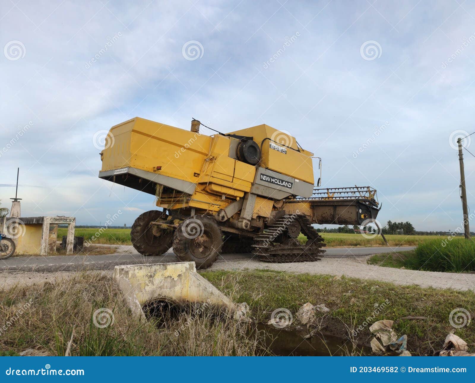 Massive Machine in Paddy Fields Editorial Photography - Image of ...