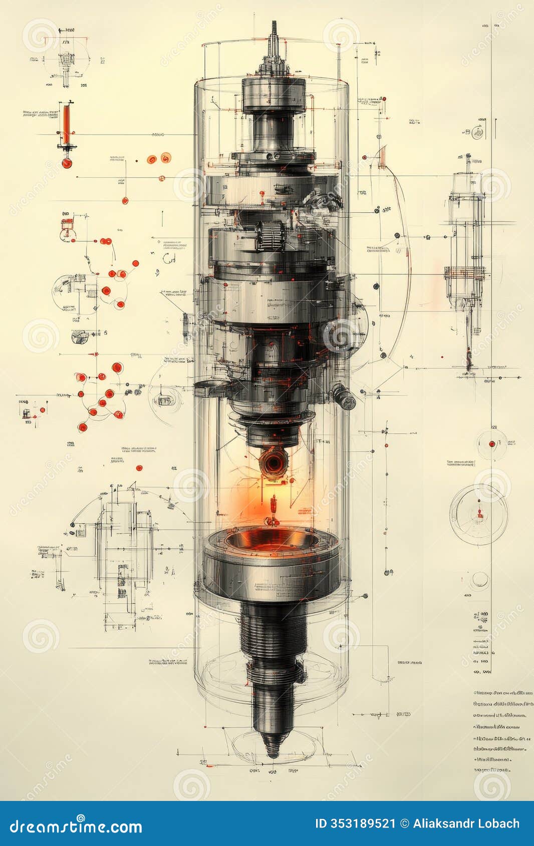 Machine Part Sketch , Machine Part Drawing . Illustration Stock ...