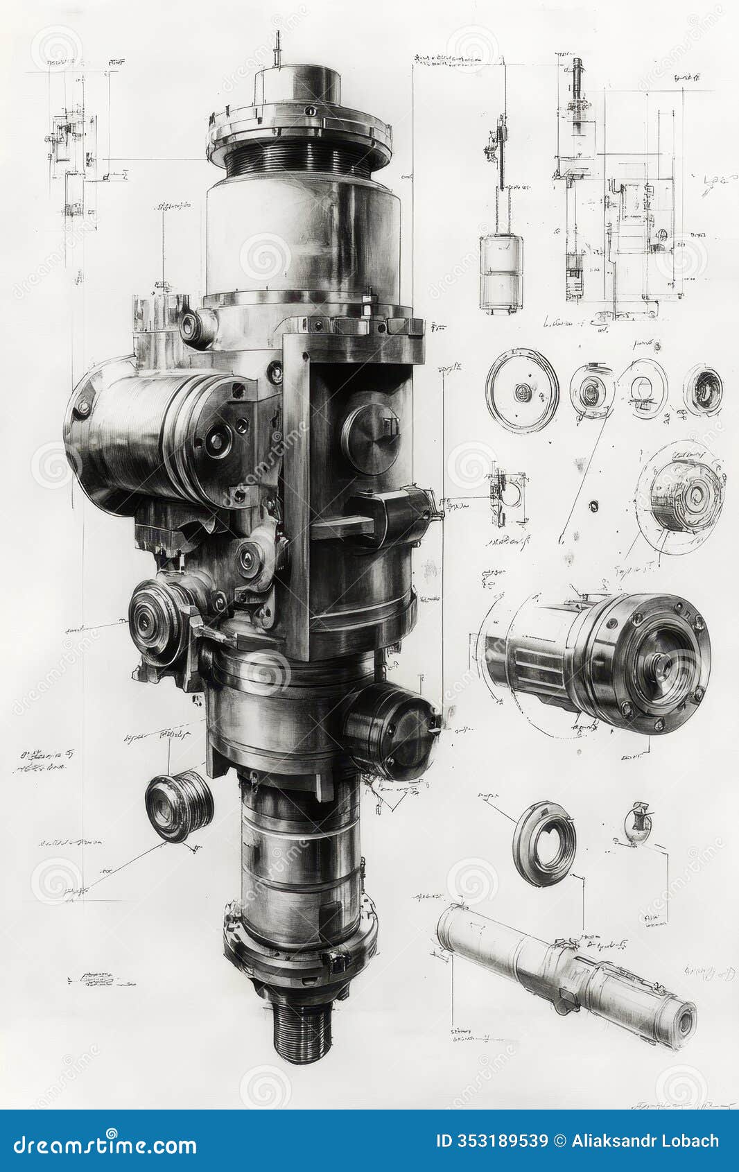 Machine Part Sketch , Machine Part Drawing . Illustration Stock Image ...