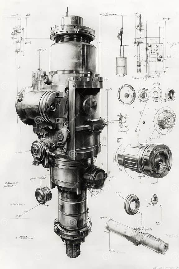 Machine Part Sketch , Machine Part Drawing . Illustration Stock Image ...