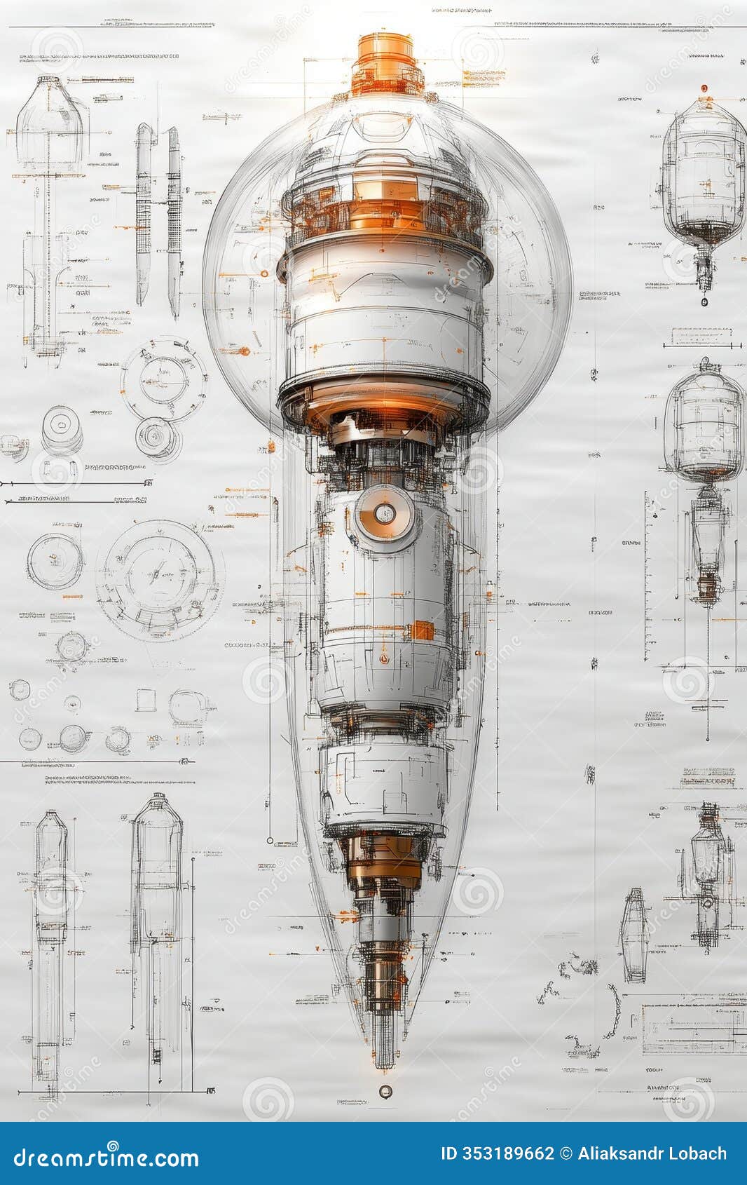 Machine Part Sketch , Machine Part Drawing . Illustration Stock Photo ...