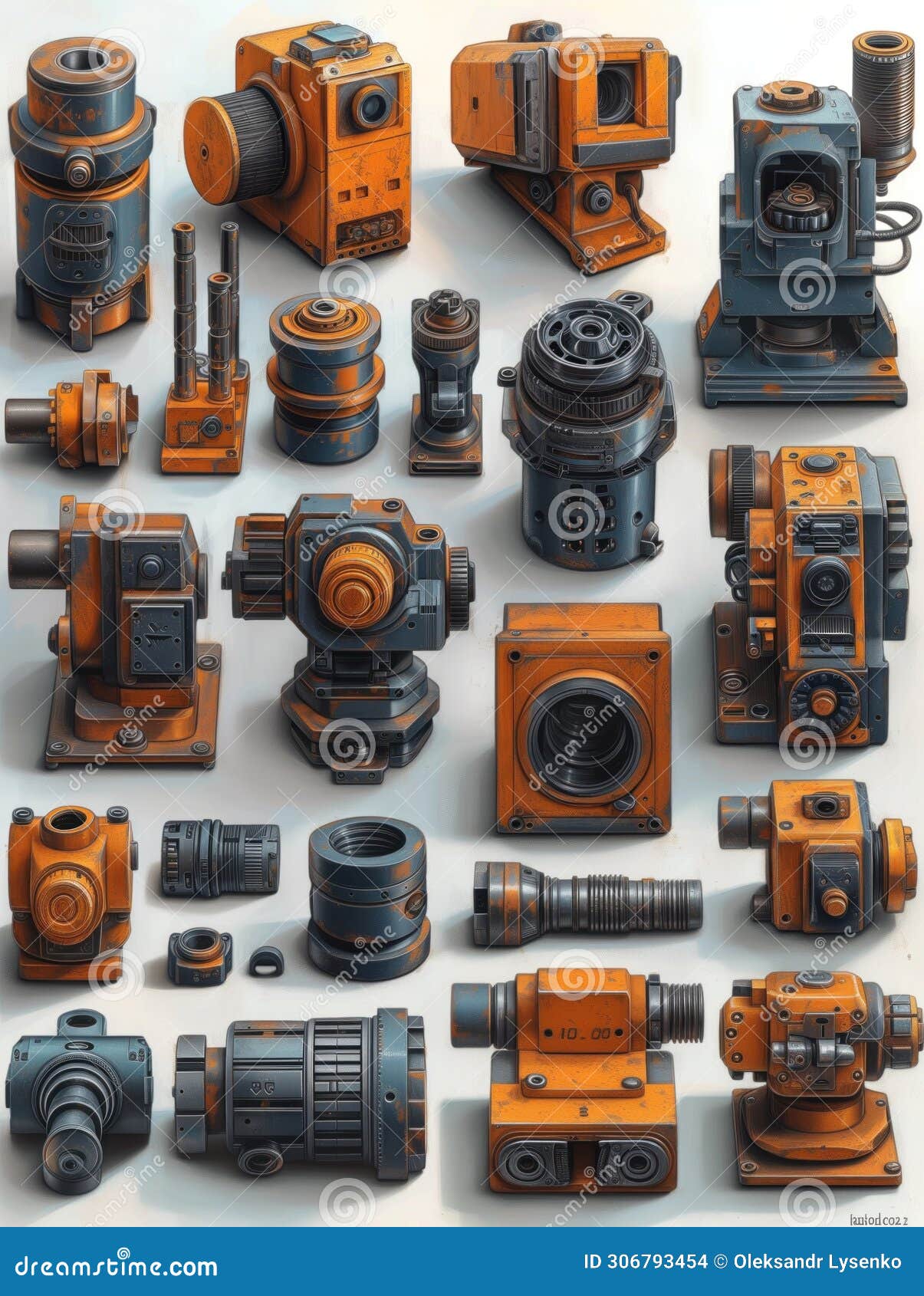 Machine Parts Assorted Background Stock Illustration - Illustration of ...