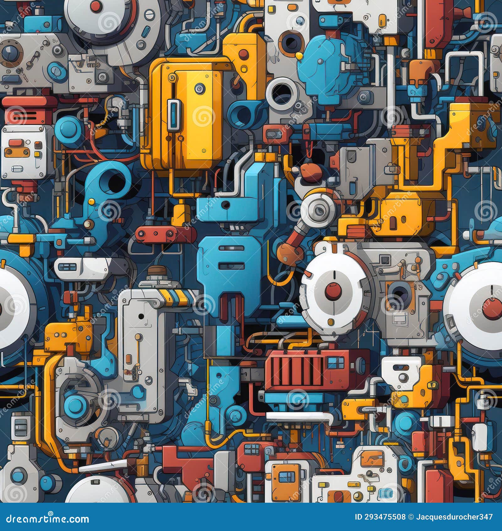 Technical Machine Parts Warp Around Pattern Mechanic Seamless ...