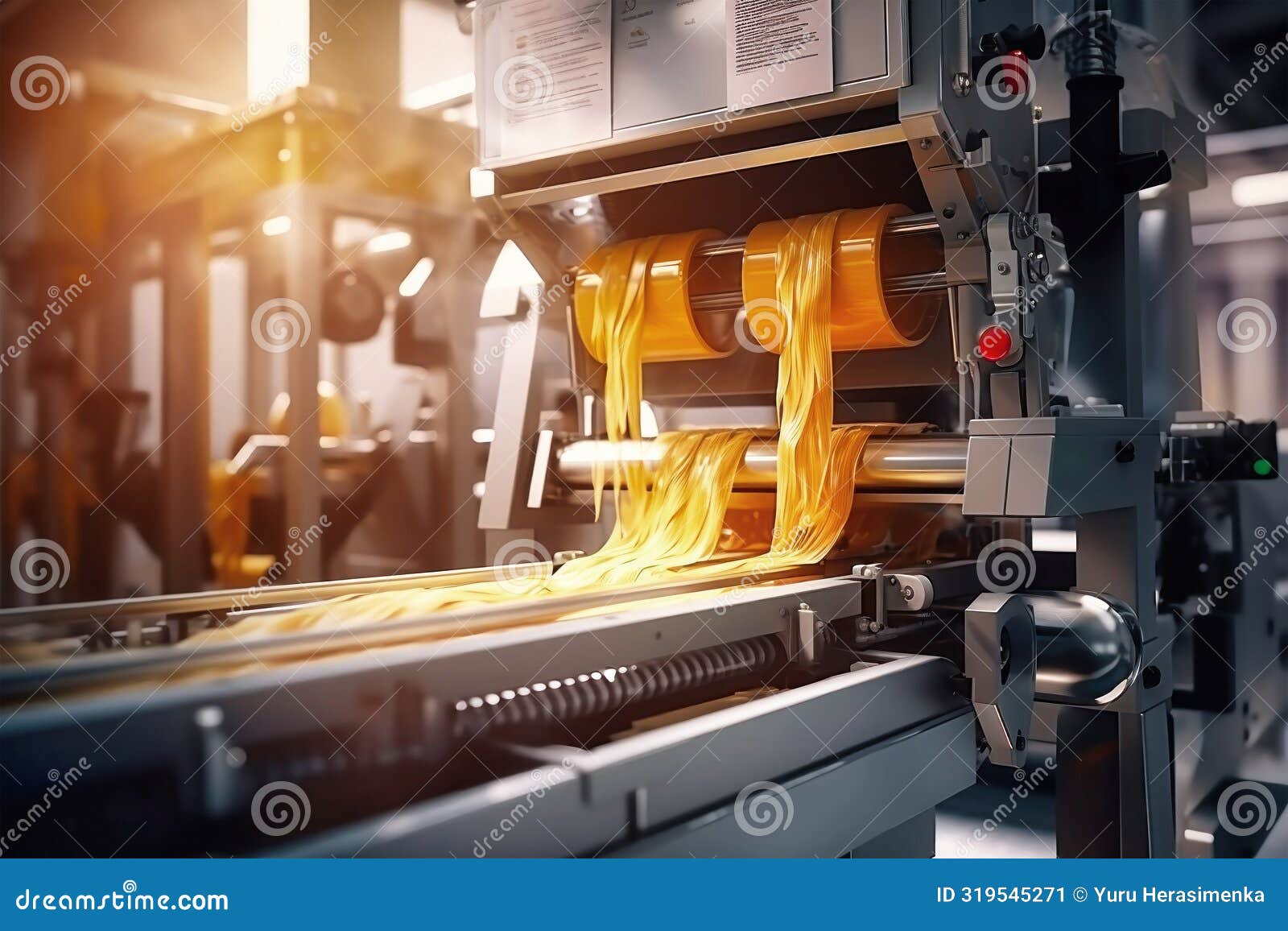 A Machine in a Pasta Factory with a Mysterious Yellow Ingredient Being ...