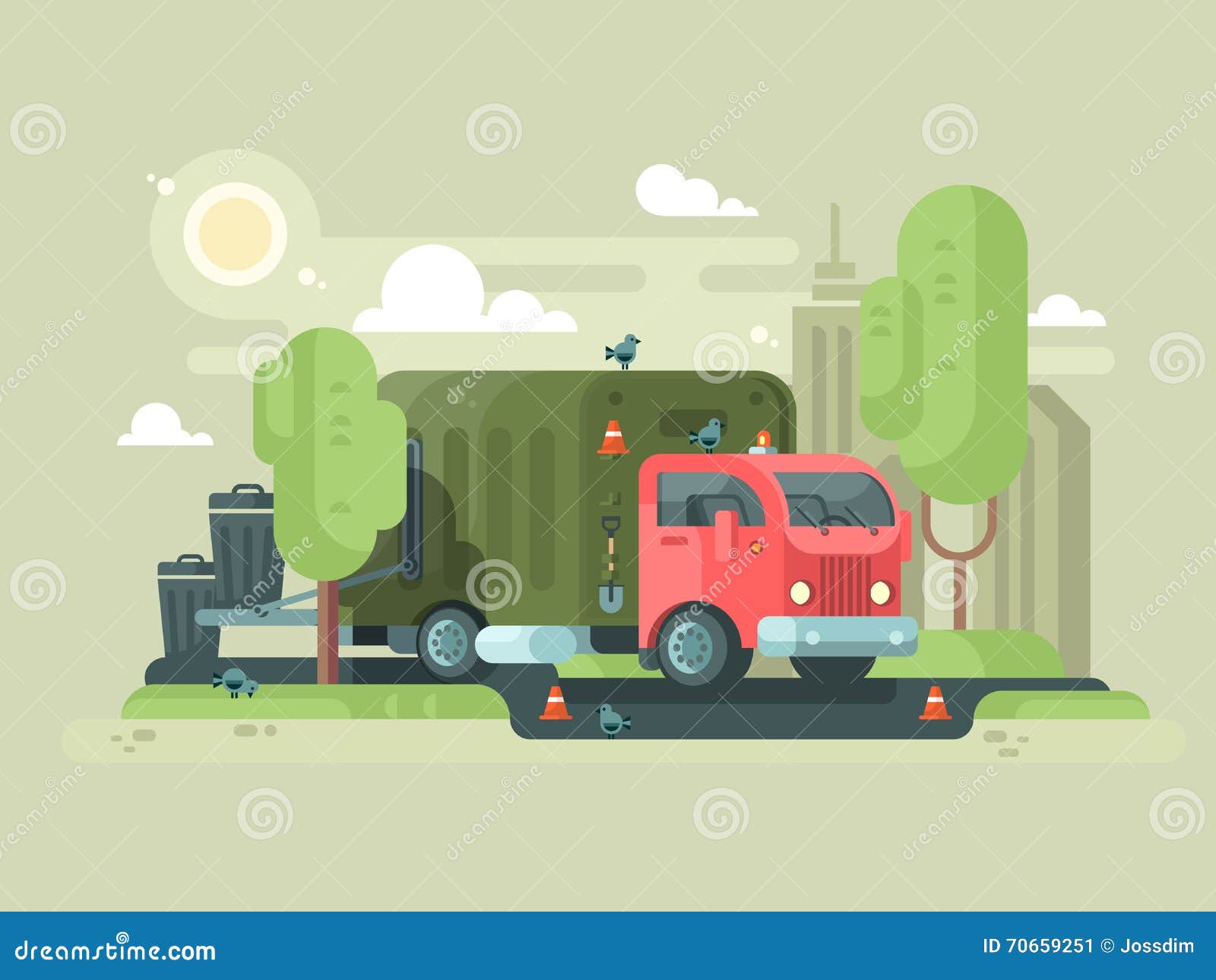 Machine picks up trash stock illustration. Illustration of design ...