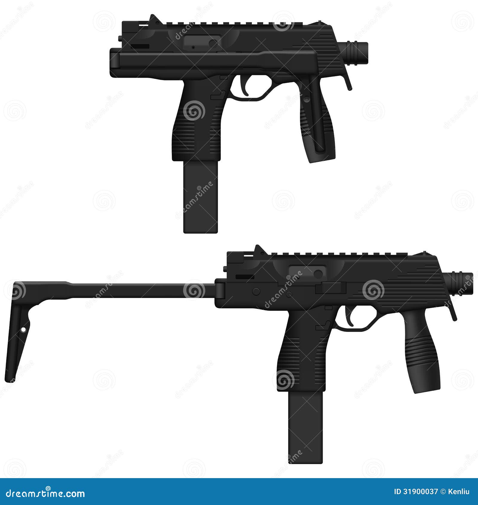 Machine Pistol And Revolver. Vector Illustration | CartoonDealer.com ...