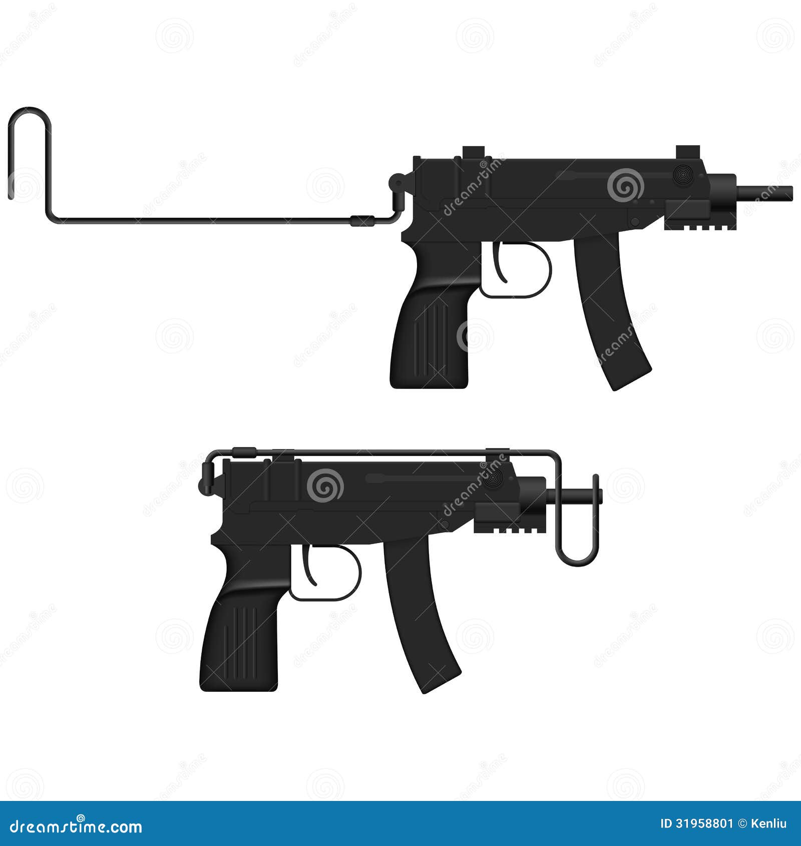 Machine Pistol And Revolver. Vector Illustration | CartoonDealer.com ...