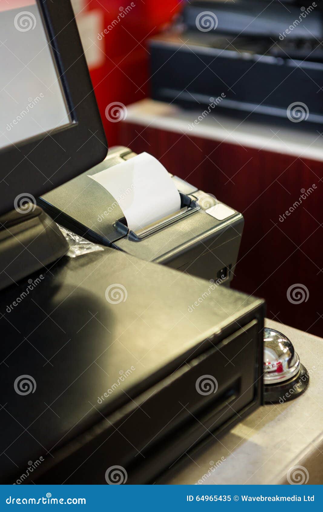 Machine printing receipt stock image. Image of leisure - 64965435