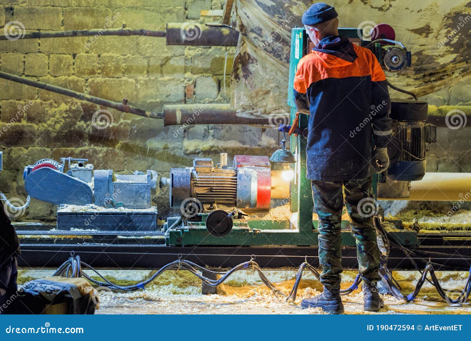 The Machine for Processing Logs. Operating Controls the Process Stock ...