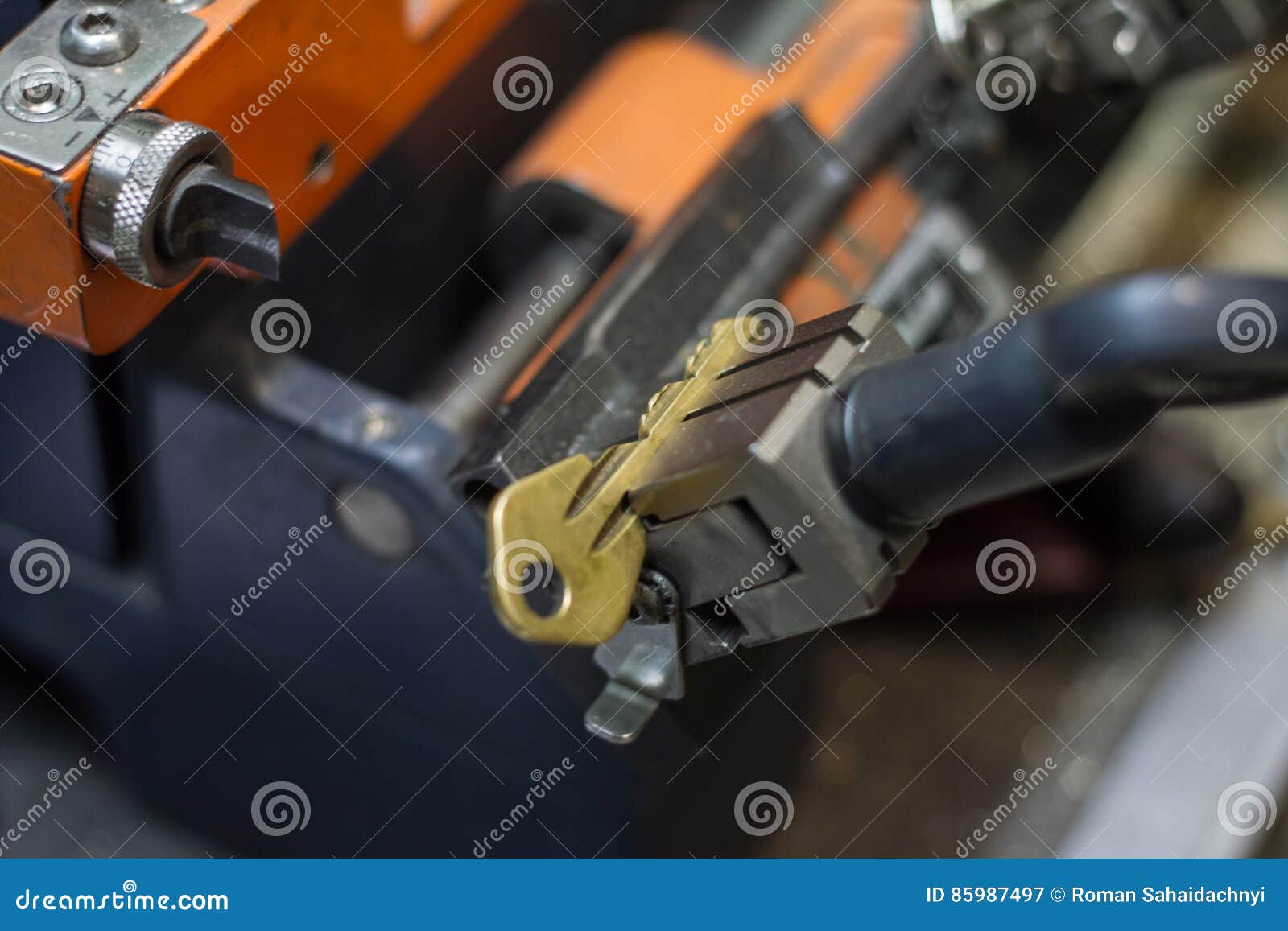 Machine Production of Duplicate Metal Key. Stock Image - Image of ...