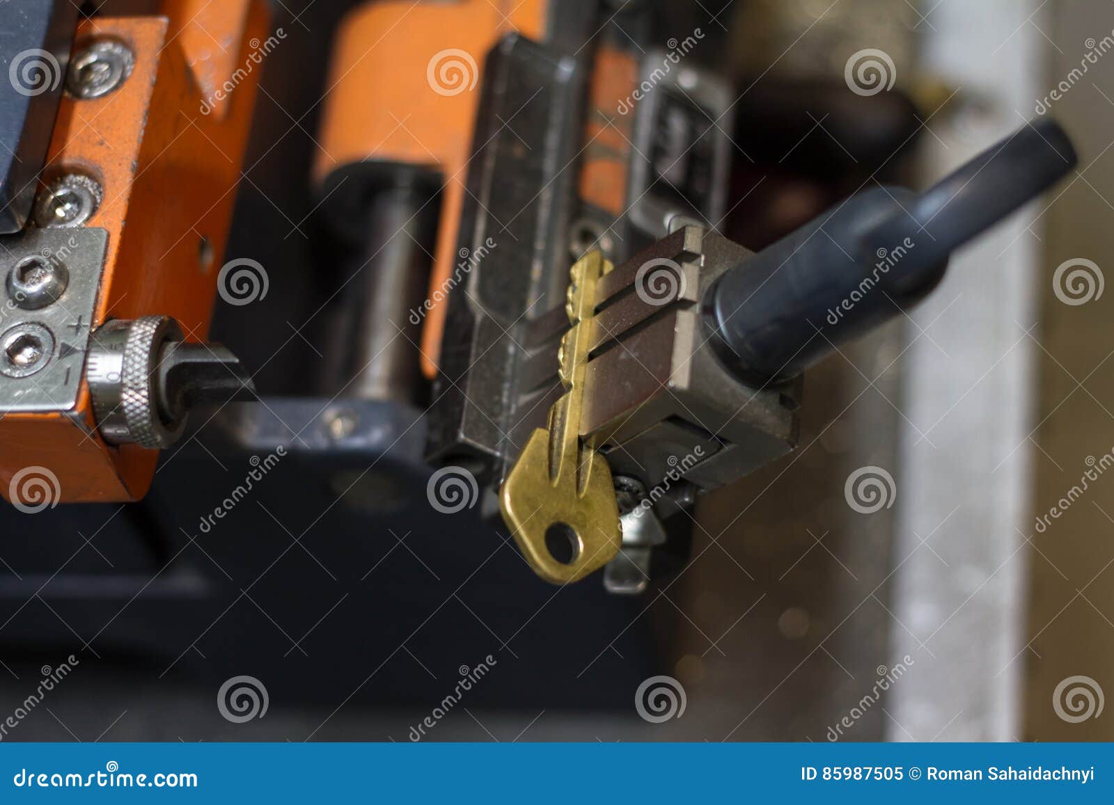 Machine Production of Duplicate Metal Key. Stock Image - Image of ...