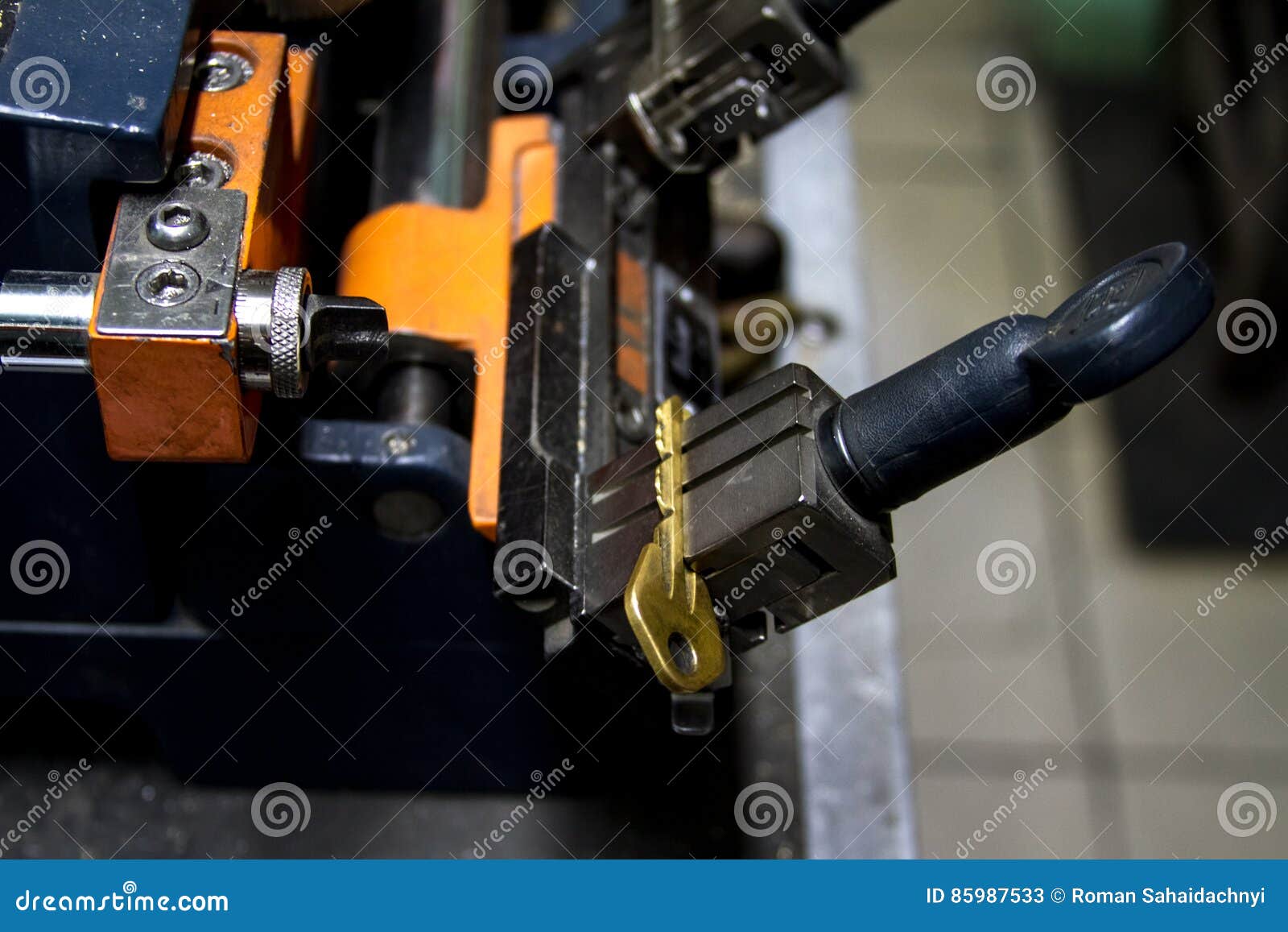 Machine Production of Duplicate Metal Key. Stock Image - Image of ...