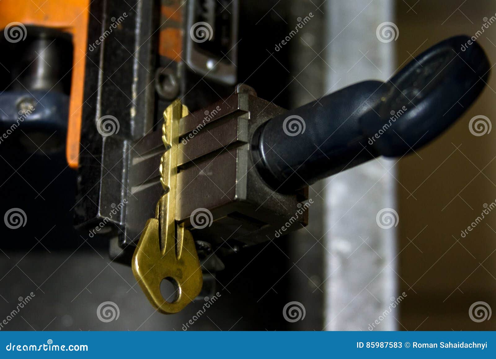 Machine Production of Duplicate Metal Key. Stock Image - Image of ...