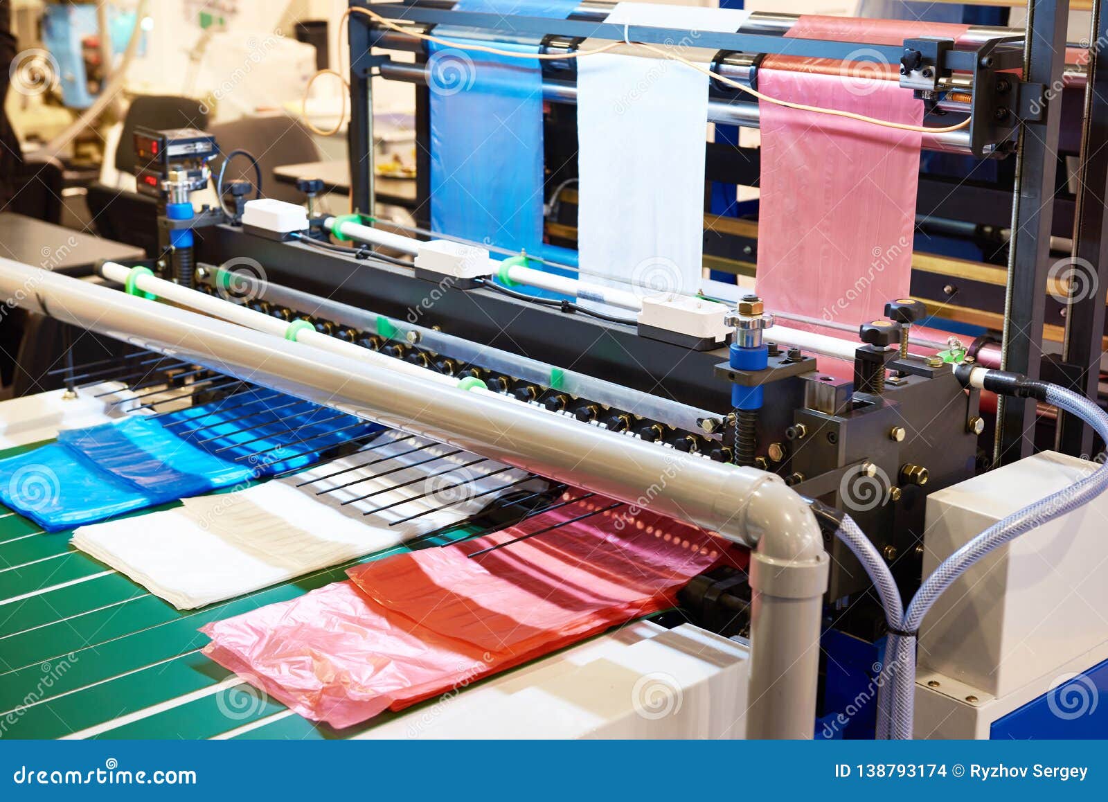 Machine for Production of Plastic Bags Stock Photo - Image of plastic ...