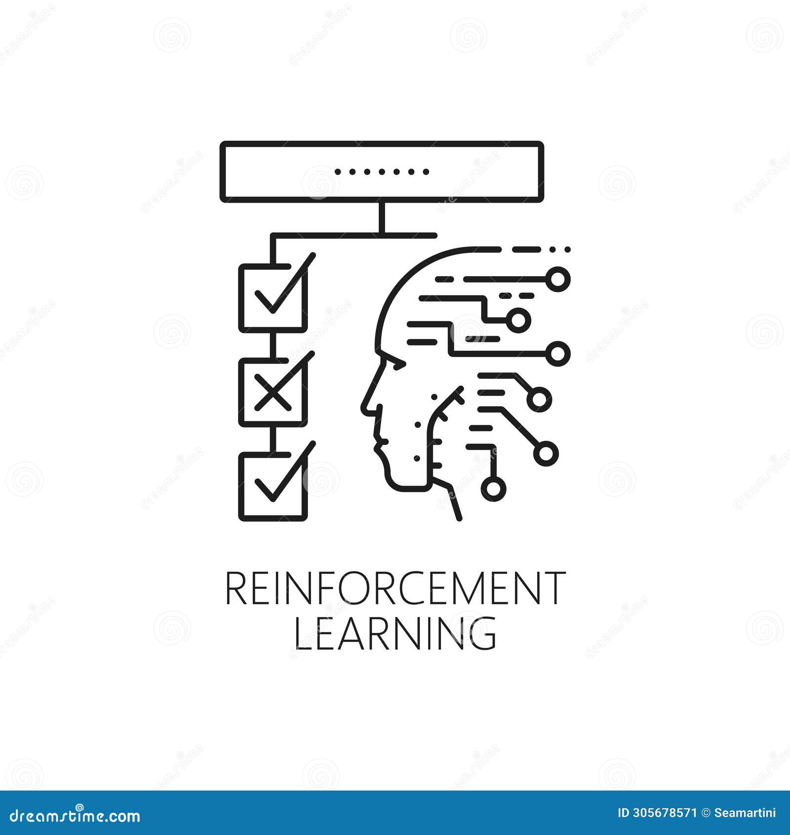 Machine Reinforcement Learning, AI Algorithm Icon Stock Vector ...