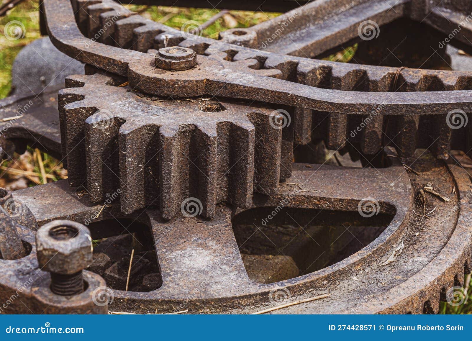 Machine with rusty gears stock image. Image of detail - 274428571