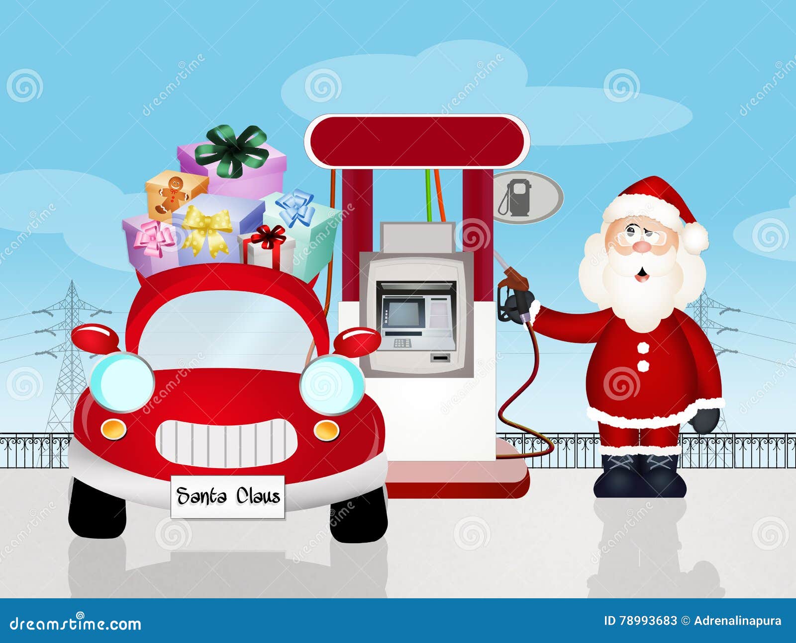 Machine of Santa Claus Fuel Happiness Stock Illustration - Illustration ...