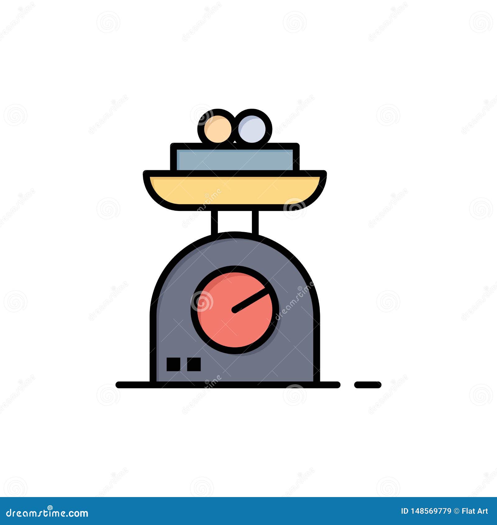 Machine, Scale, Weighing, Weight Flat Color Icon. Vector Icon Banner ...