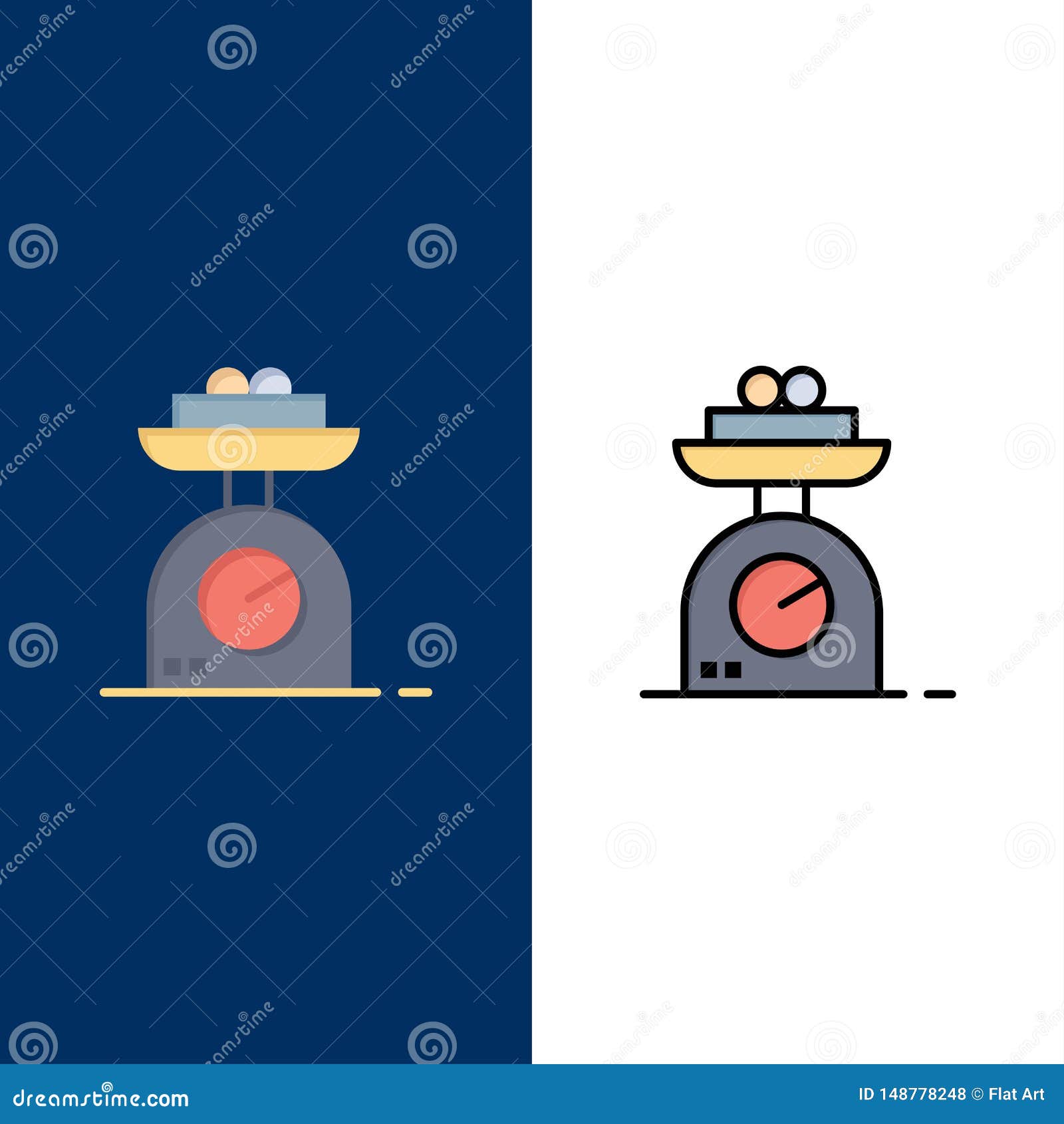 Machine, Scale, Weighing, Weight Icons. Flat and Line Filled Icon Set ...