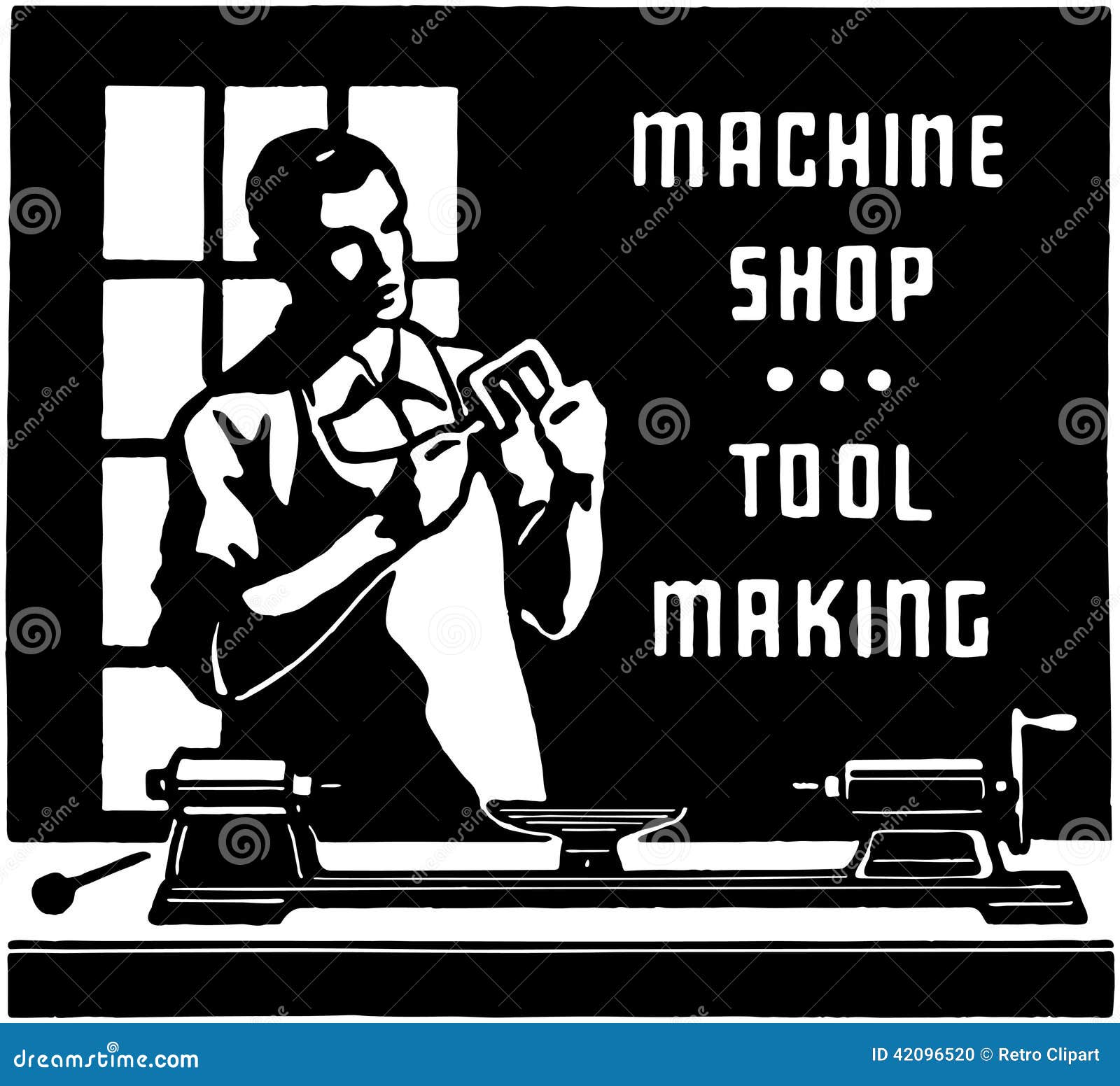 Machine Shop stock vector. Illustration of forties, scalable - 42096520