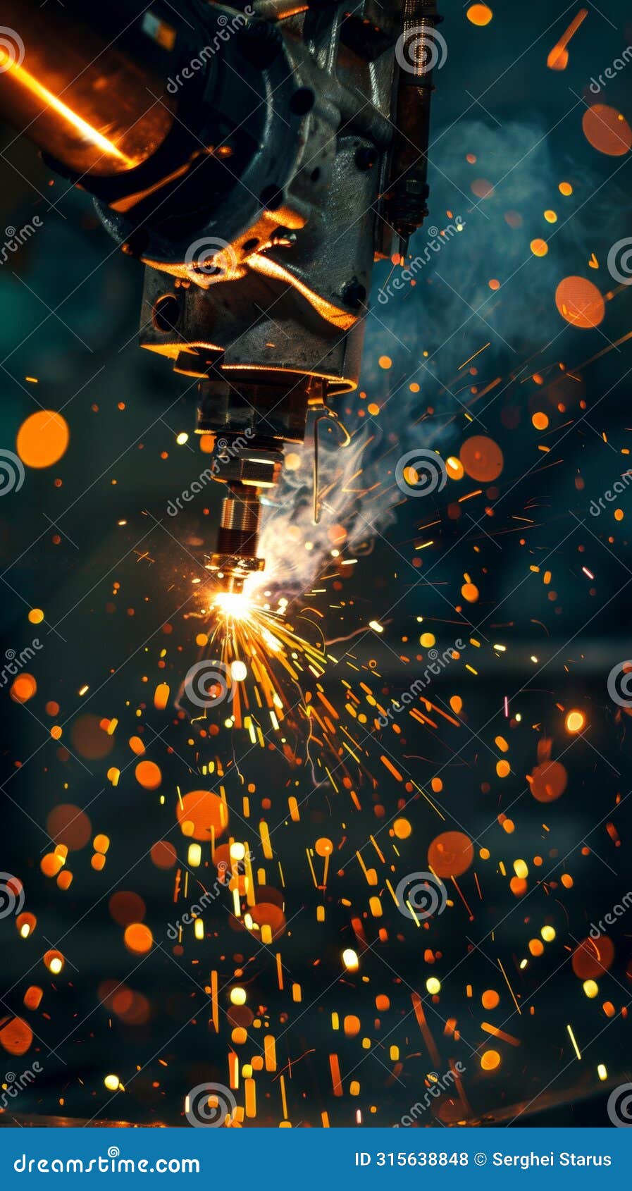 A Machine Sparks and Burns As it Cuts Metal, AI Stock Photo - Image of ...