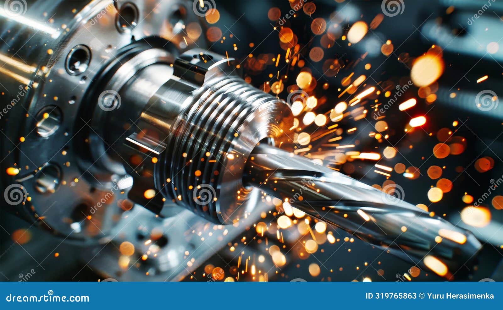 A Machine with Sparks Shooting Out As it Processes a Metal Product with ...