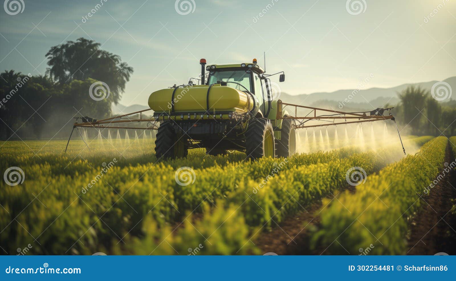 Machine for Spraying Pesticides and Herbicides in the Field at Work ...