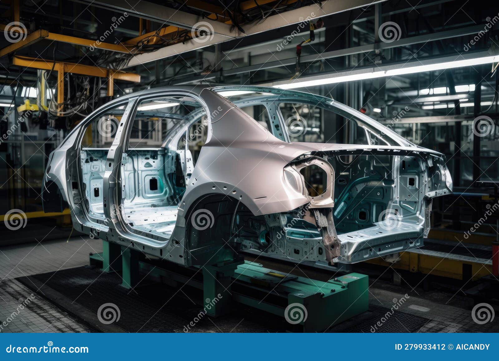 A Machine Stamping Car Body Panels on the Assembly Line Stock ...