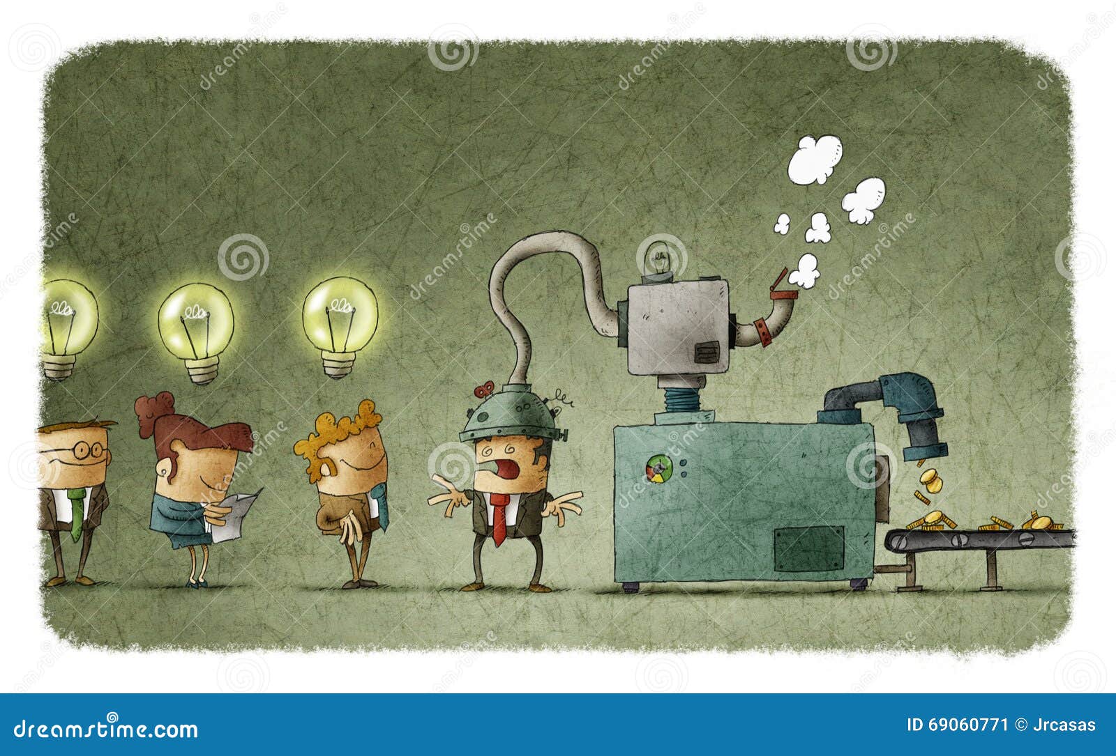 Machine Stealing Idea from Man S Head Stock Illustration - Illustration ...