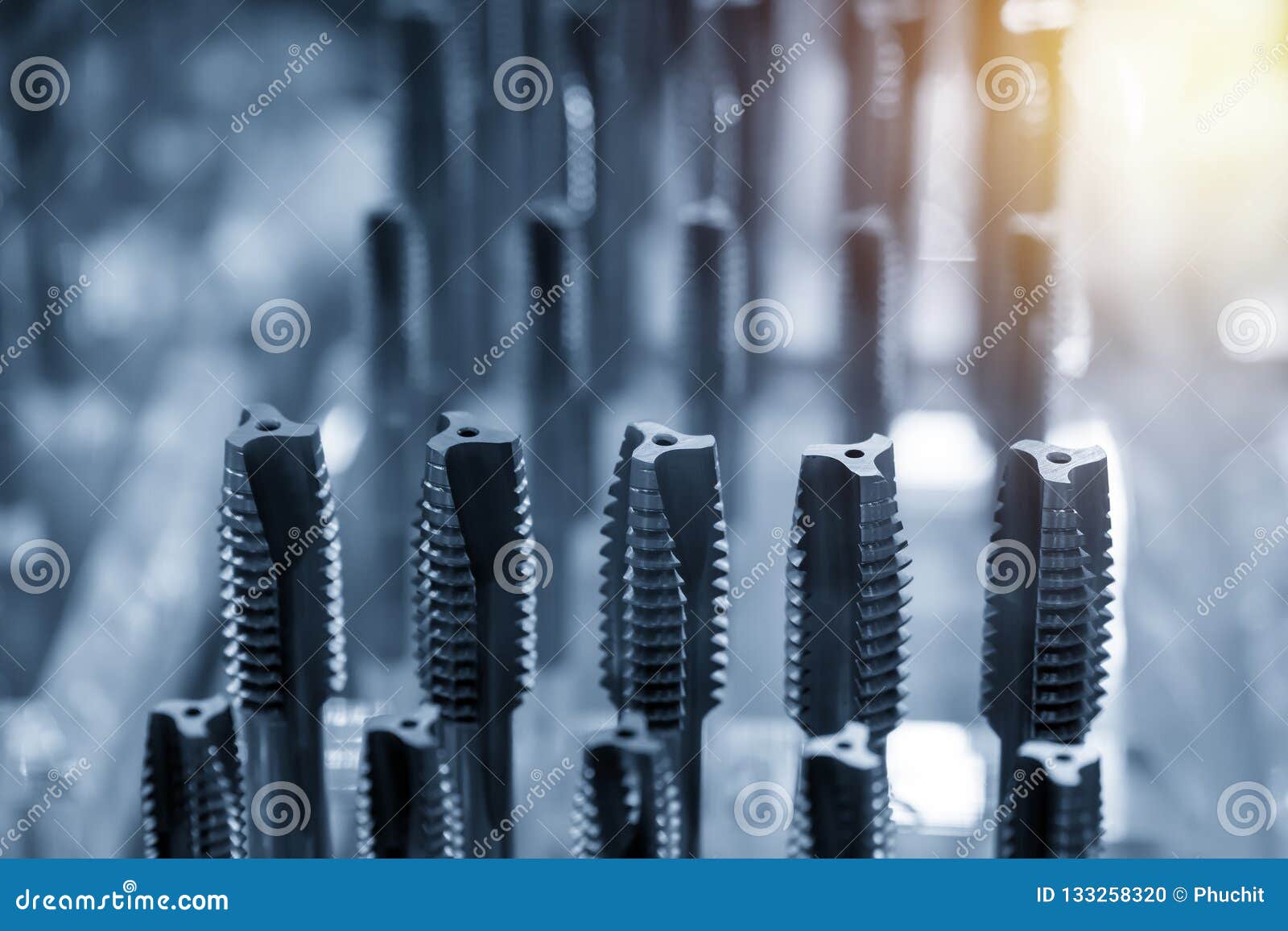 The Machine Tapping Tool for CNC Machine . Stock Photo - Image of blue ...