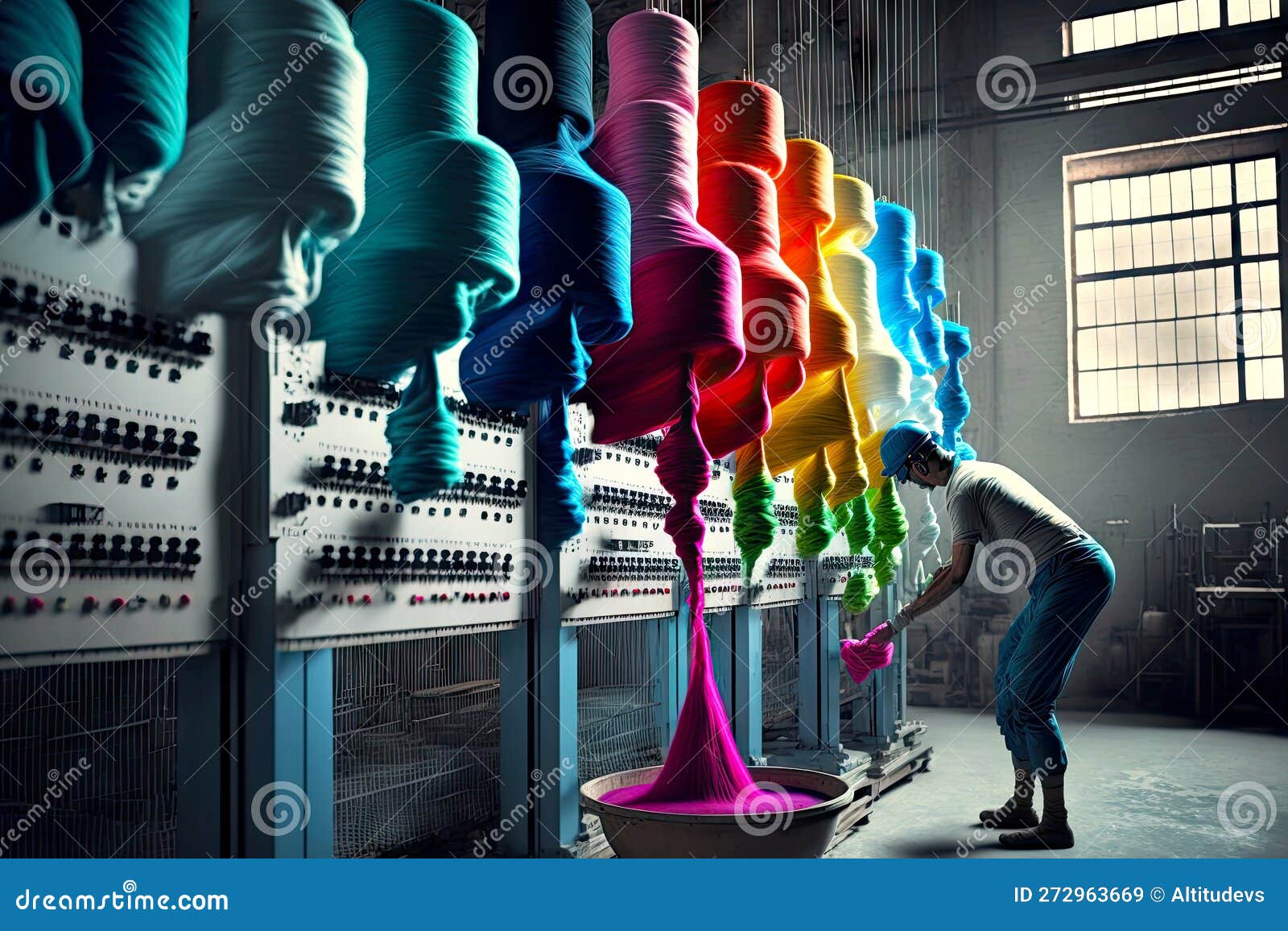 Machine Technologies Dyeing Fabrics for Clothes Textile Industry Stock ...