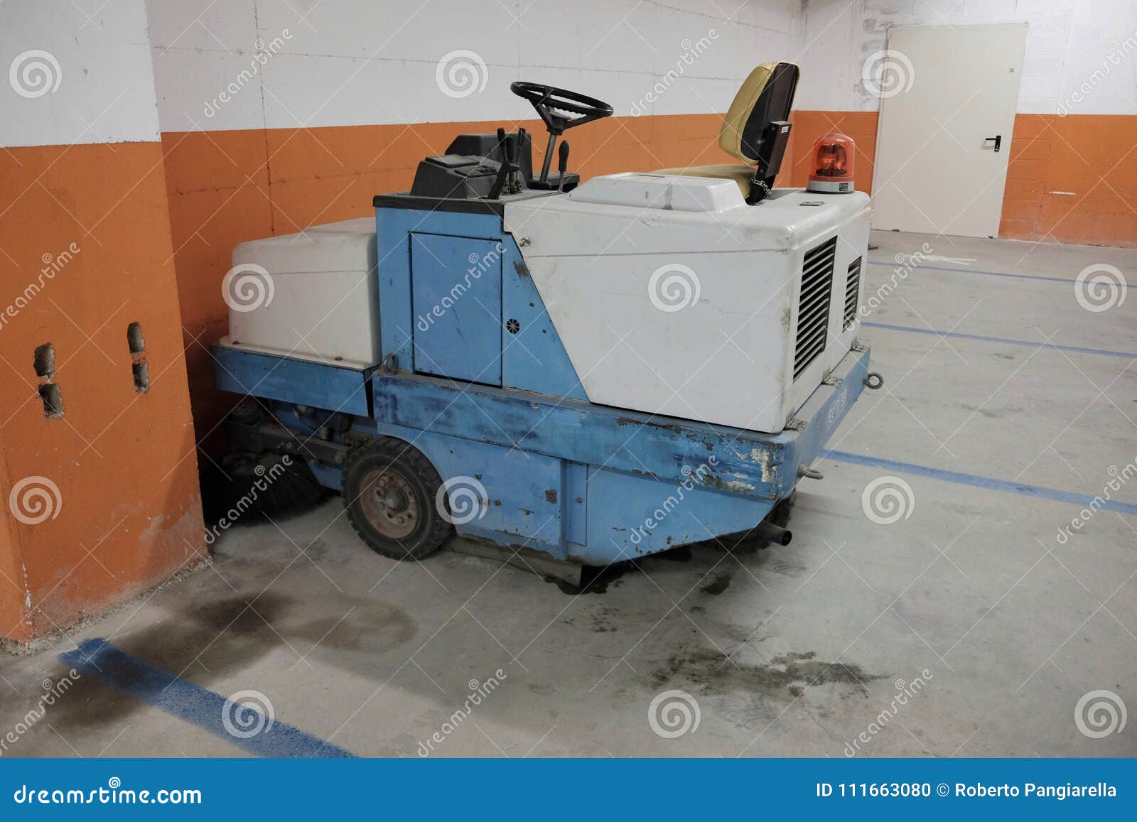 Machine To Clean Floors Covered Parking Stock Photo - Image of clean ...