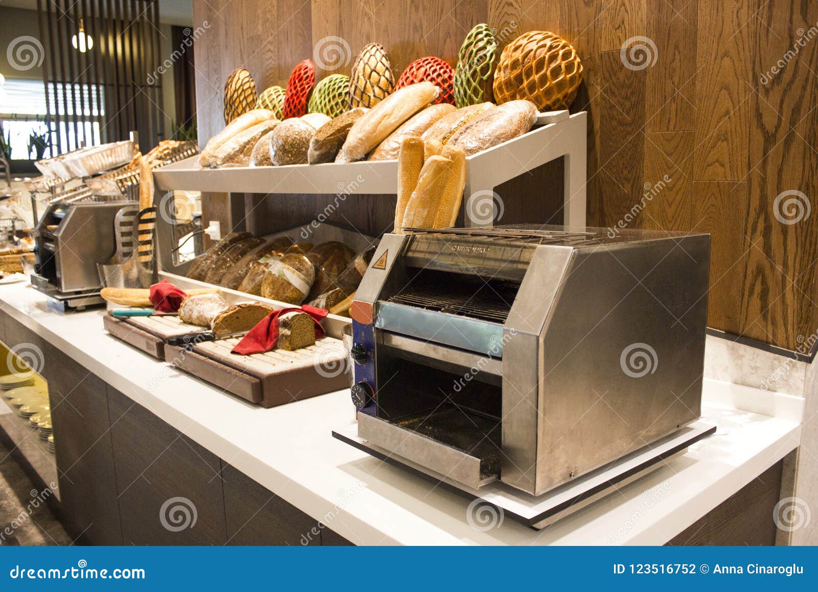 Machine for Toasting Bread - Toaster, a Variety of Baguettes and Stock ...