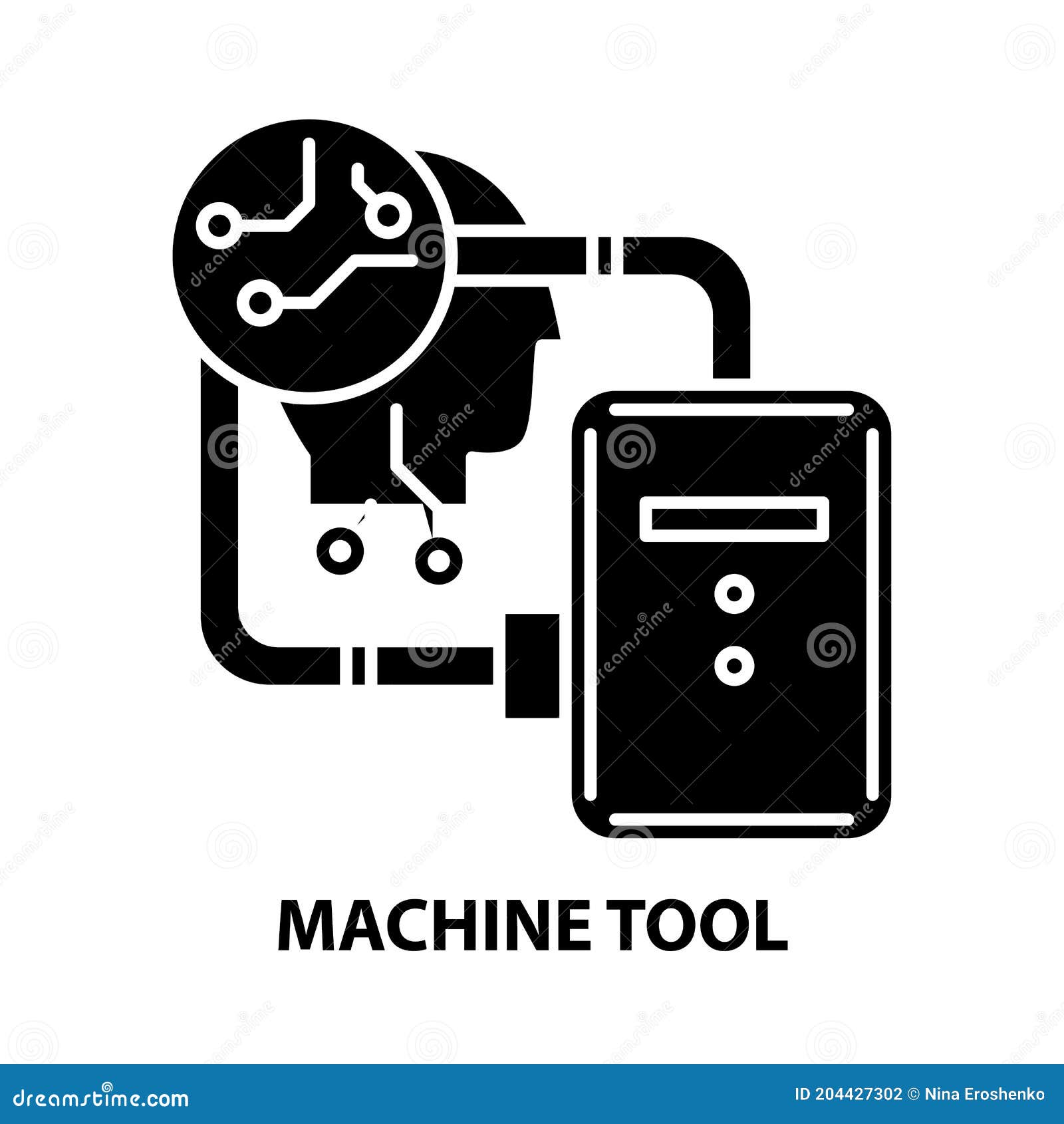 Machine Tool Icon, Black Vector Sign with Editable Strokes, Concept ...