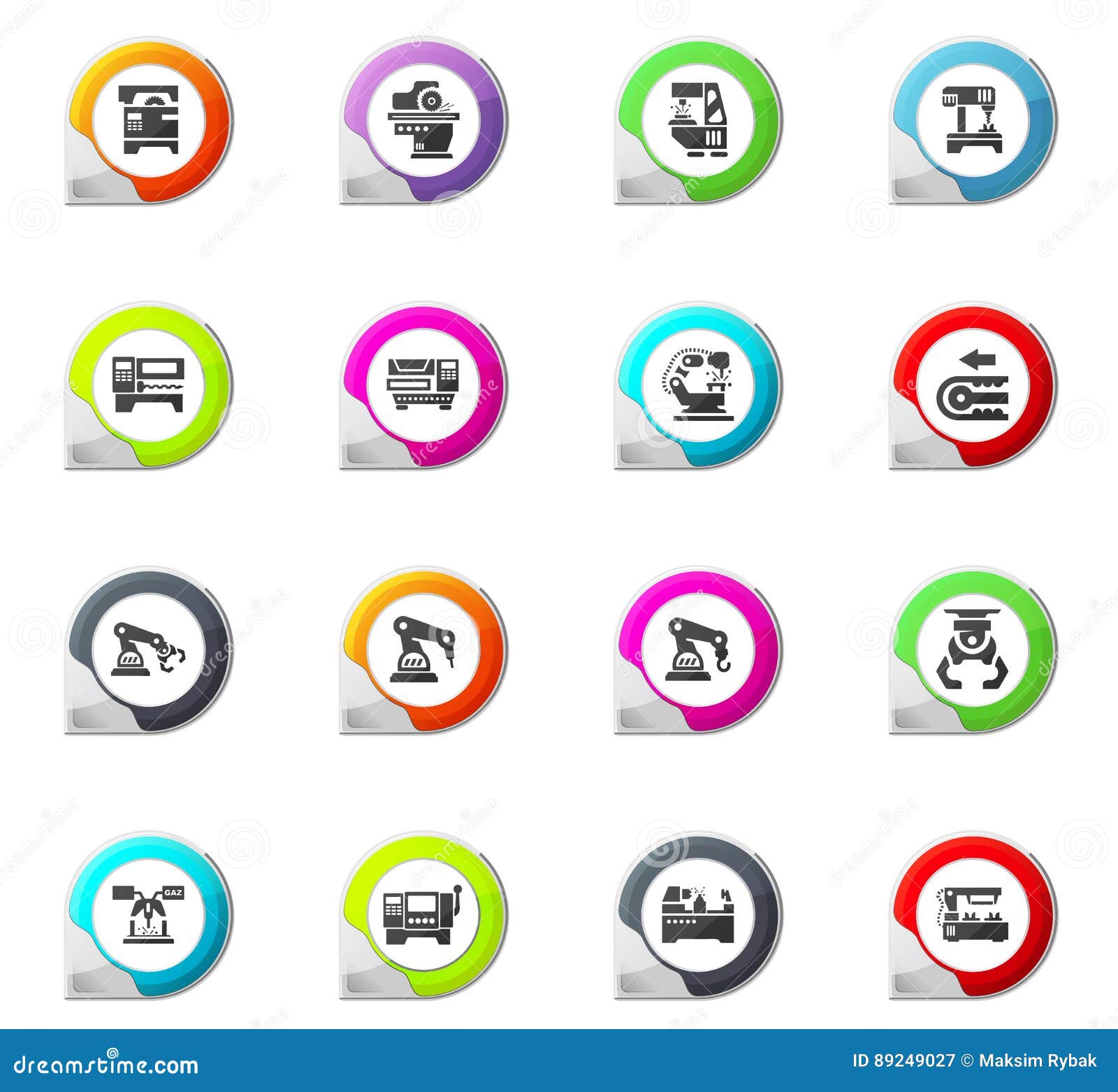 Machine tool icons set stock illustration. Illustration of industrial ...