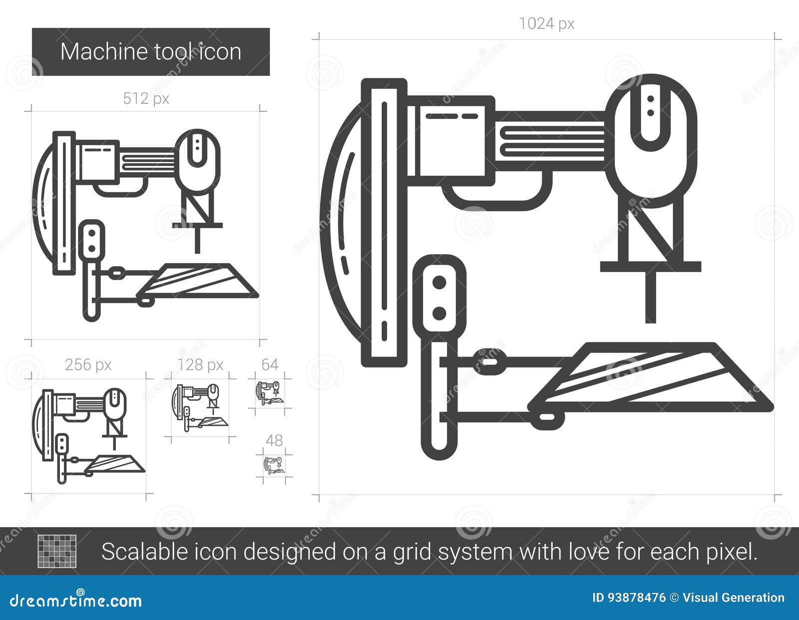 Machine tool line icon. stock vector. Illustration of graphic - 93878476