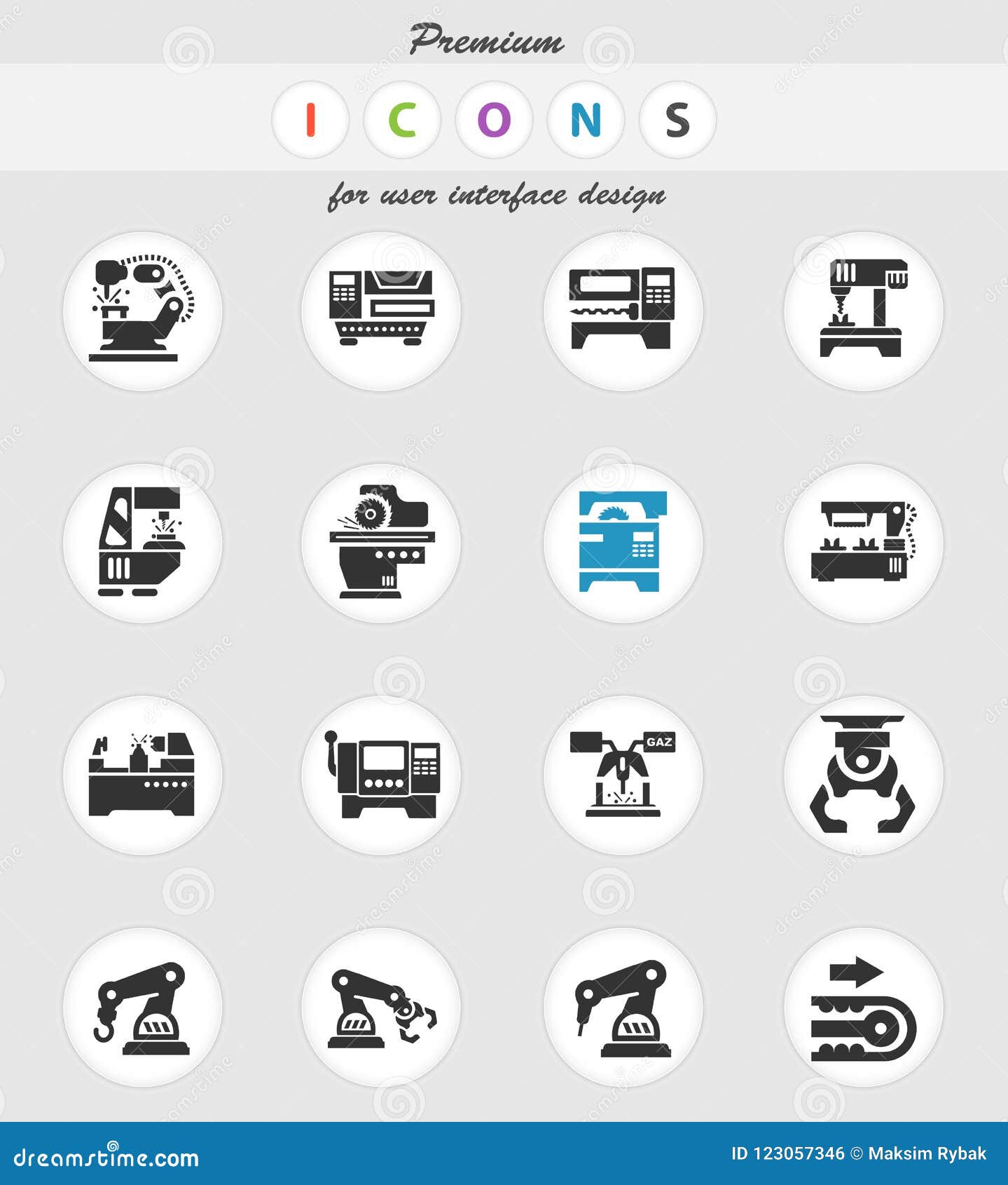 Machine tools icon set stock vector. Illustration of hard - 123057346