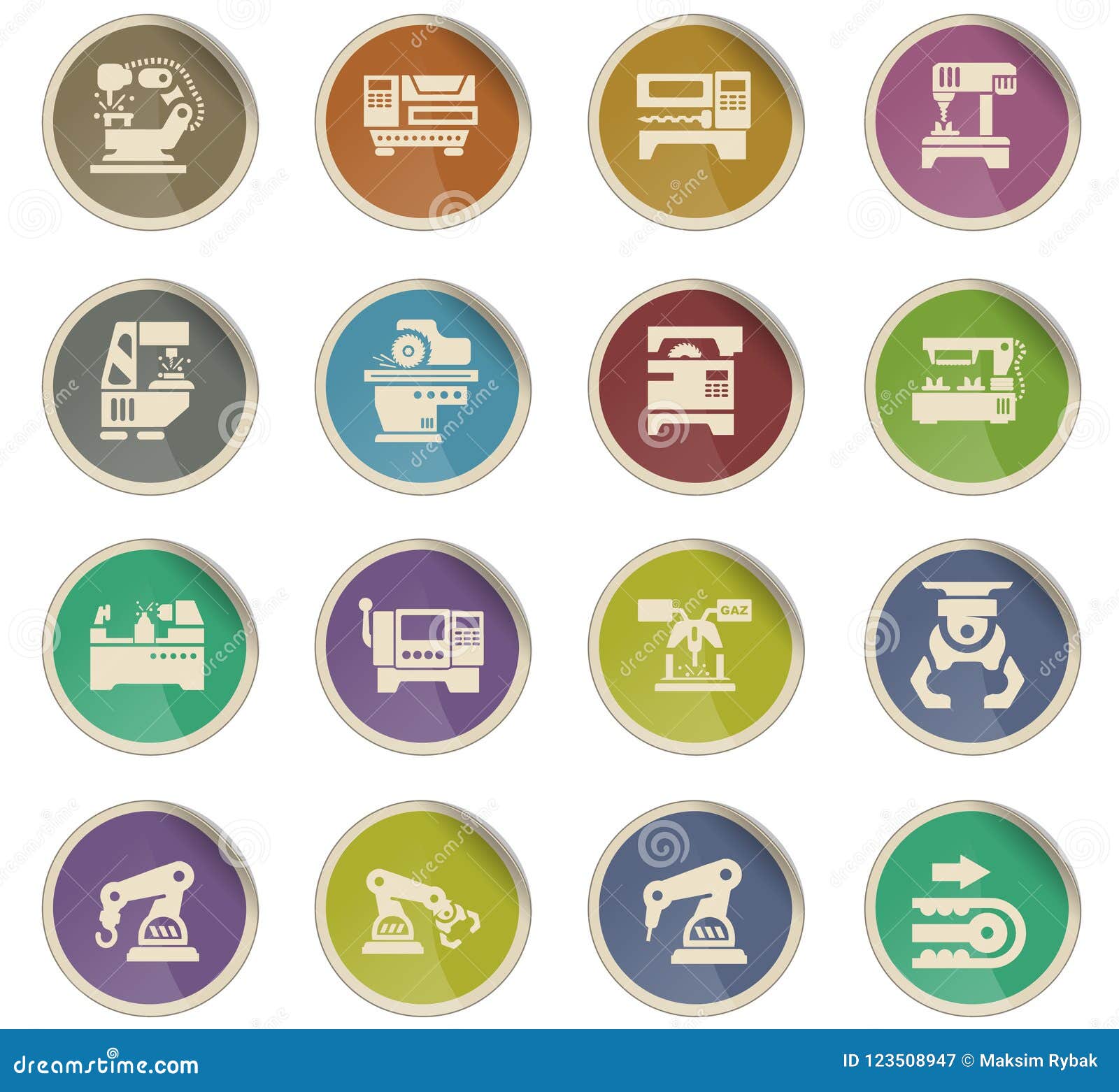 Machine tools icon set stock vector. Illustration of symbol - 123508947