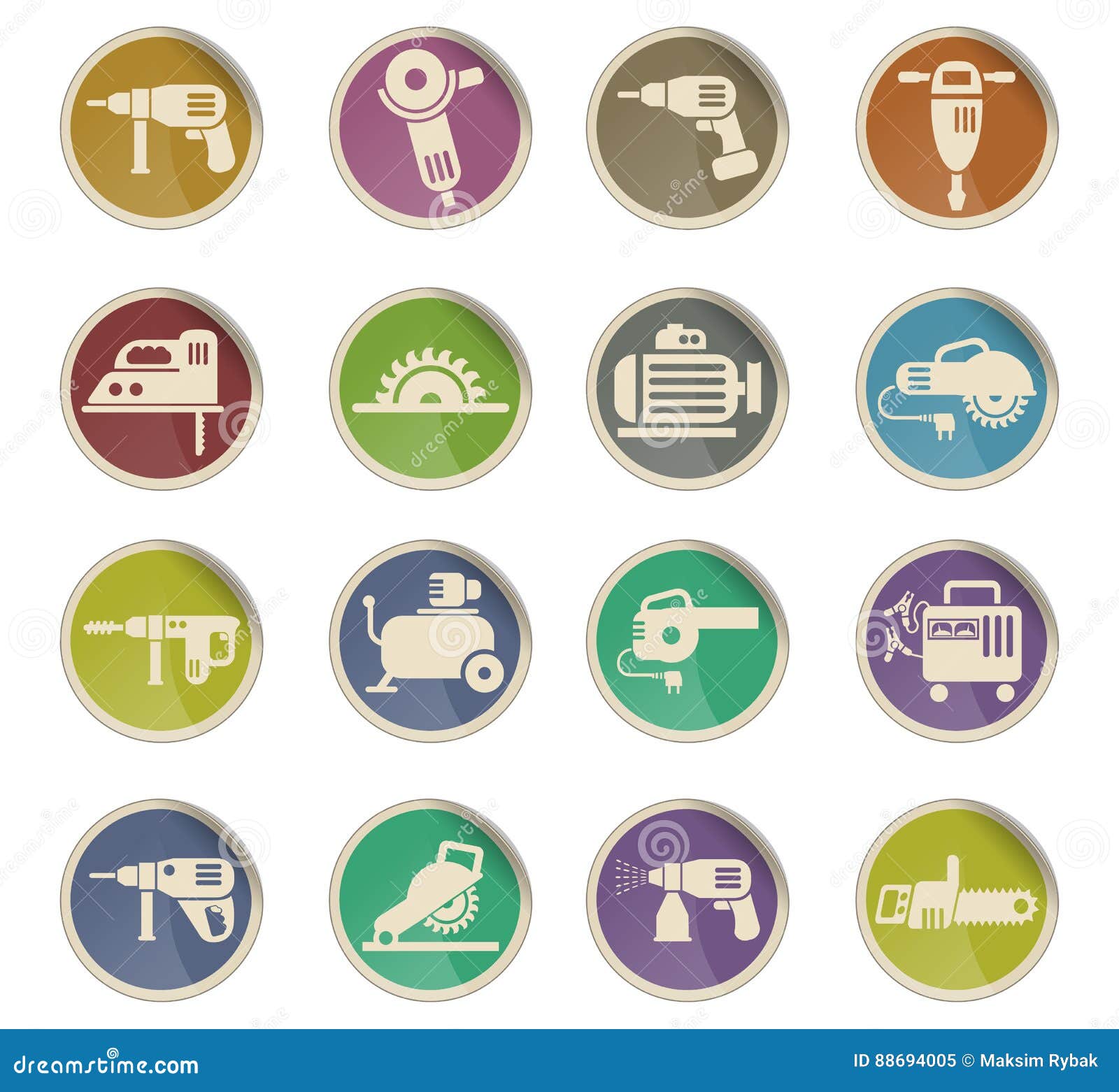 Machine tools icon set stock illustration. Illustration of carton ...
