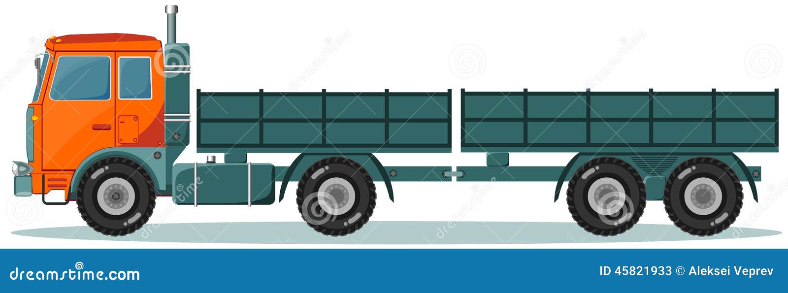 Machine with Two Empty Trailers, Vector Stock Vector - Illustration of ...