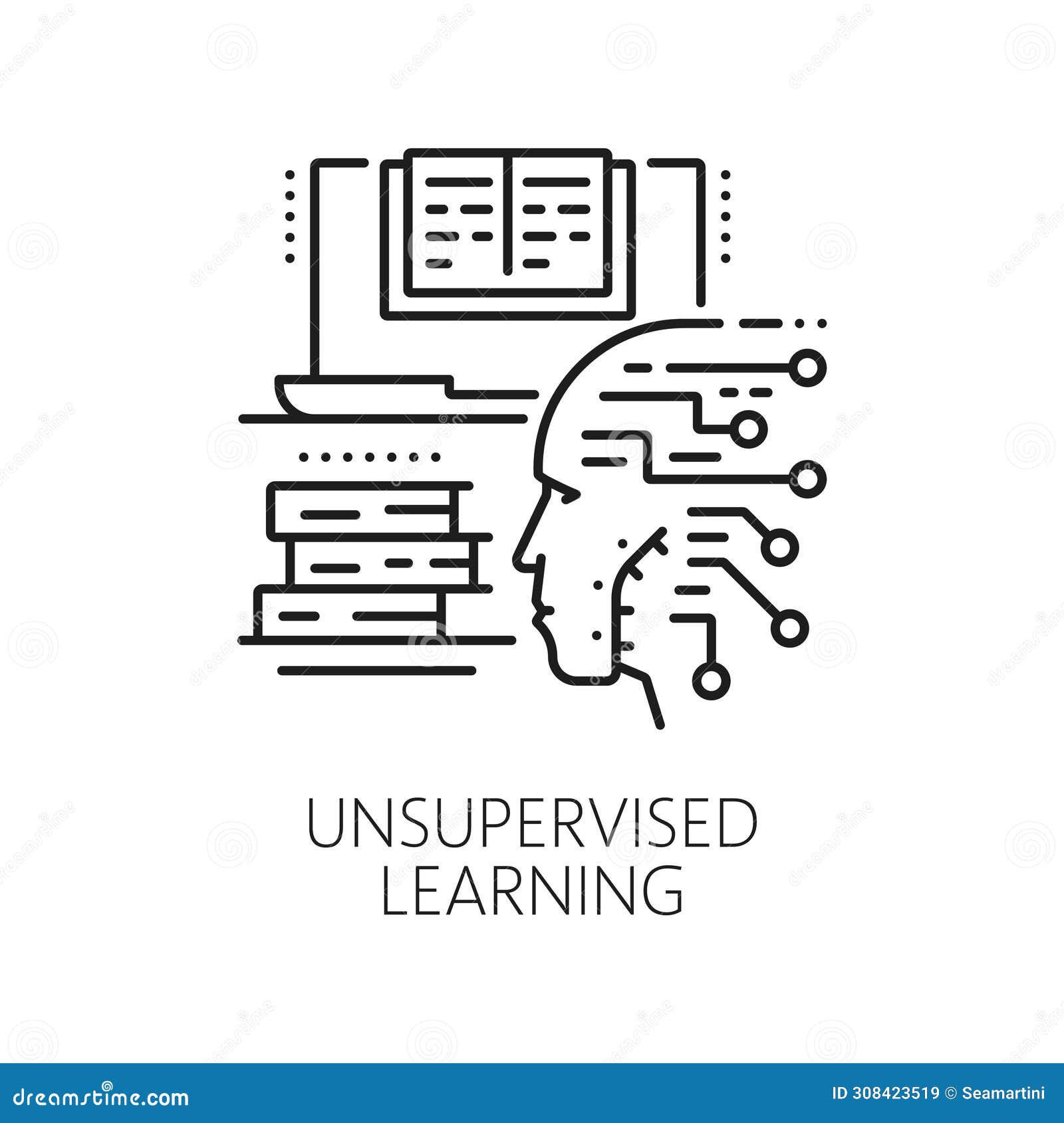 Machine Unsupervised Learning Thin Line Icon Stock Vector ...