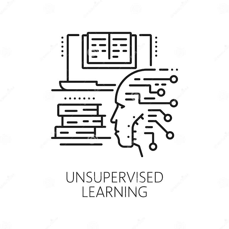 Machine Unsupervised Learning Thin Line Icon Stock Vector ...