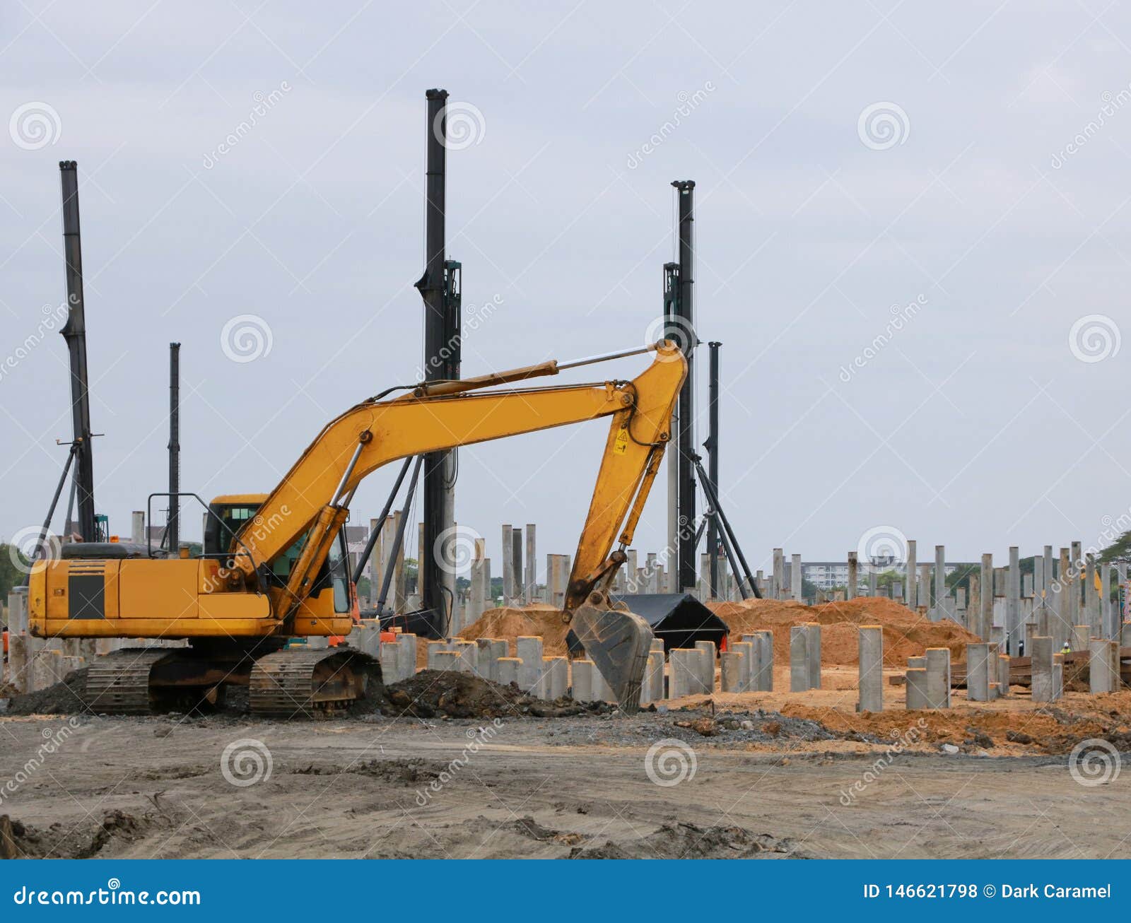 Machine Used for Building Foundation Work in Large Construction Site ...