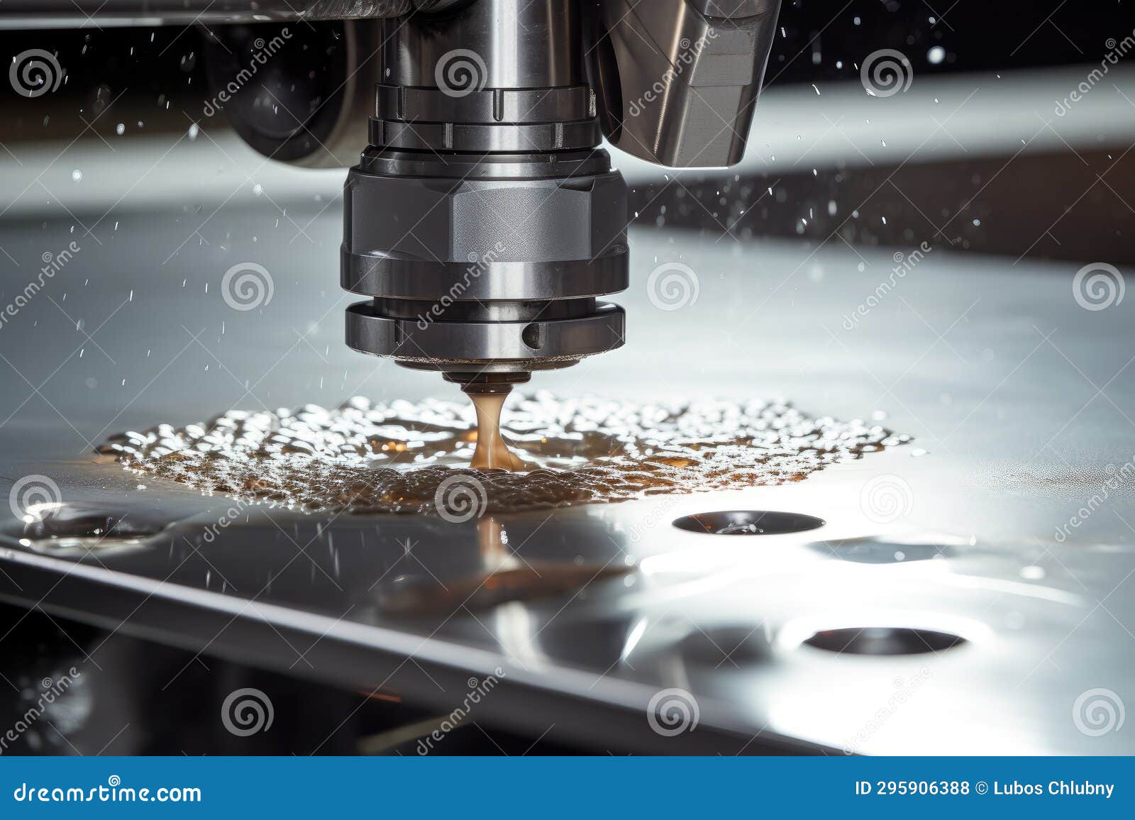 Machine Using Water Pressure To Cut through Stainless Steel Materials ...
