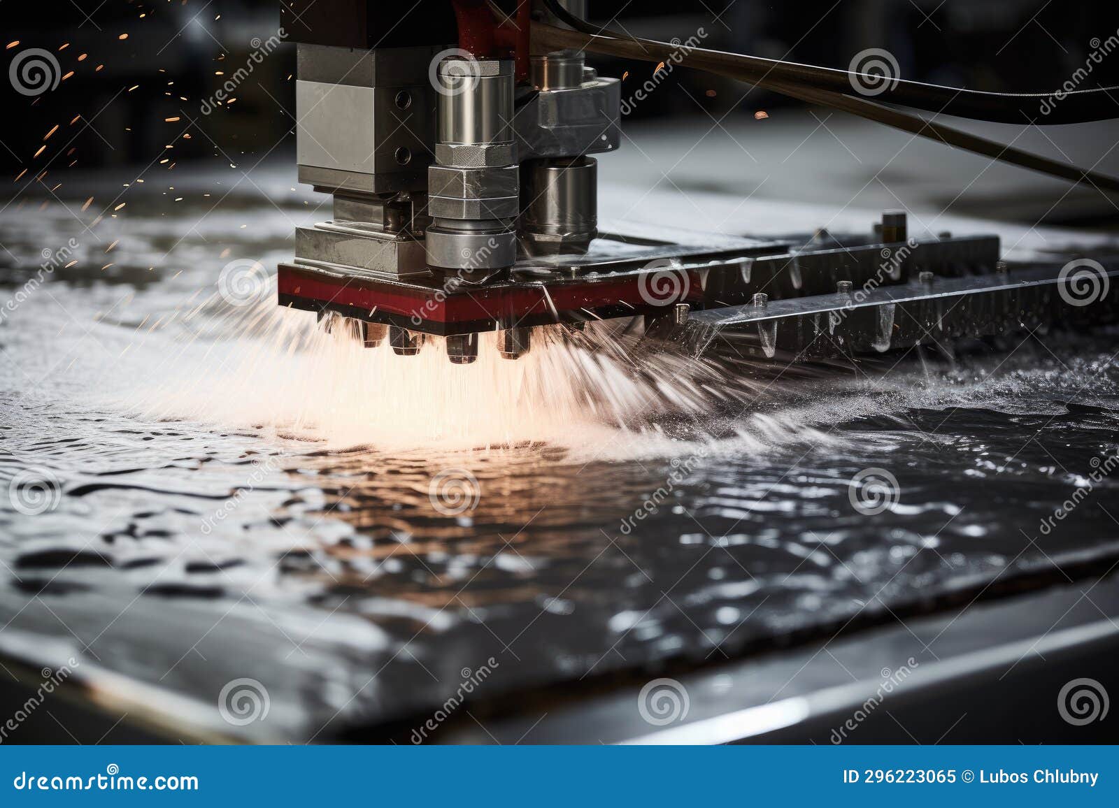 Machine Using Water Pressure To Cut through Stainless Steel Materials ...