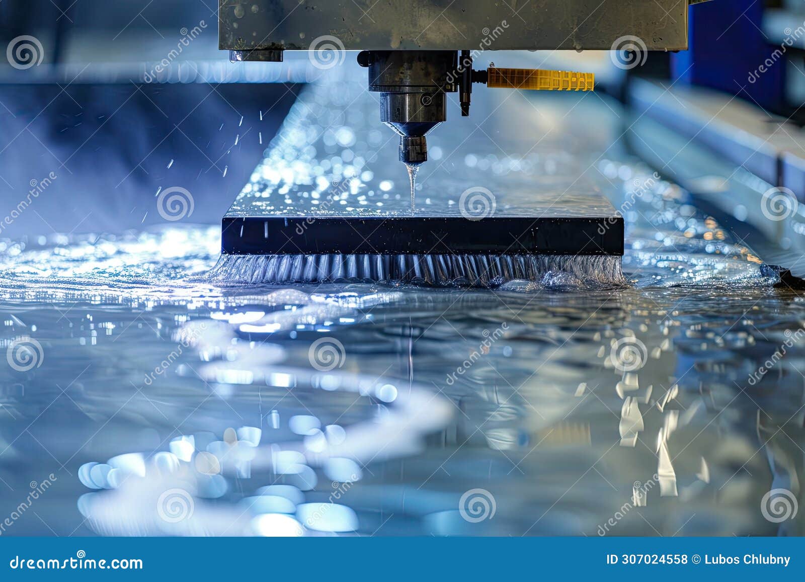 Machine Using Water Pressure To Cut through Stainless Steel Materials ...