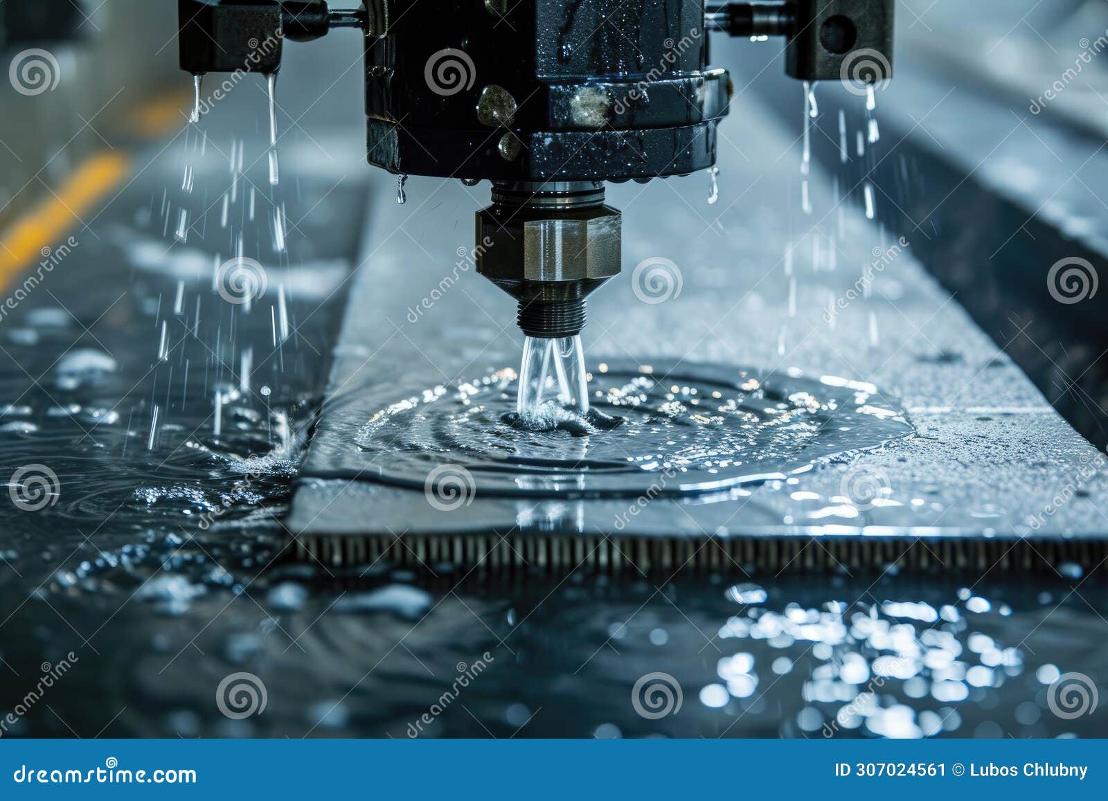 Machine Using Water Pressure To Cut through Stainless Steel Materials ...