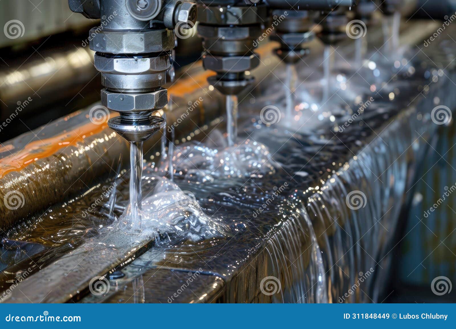 Machine Using Water Pressure To Cut through Stainless Steel Materials ...